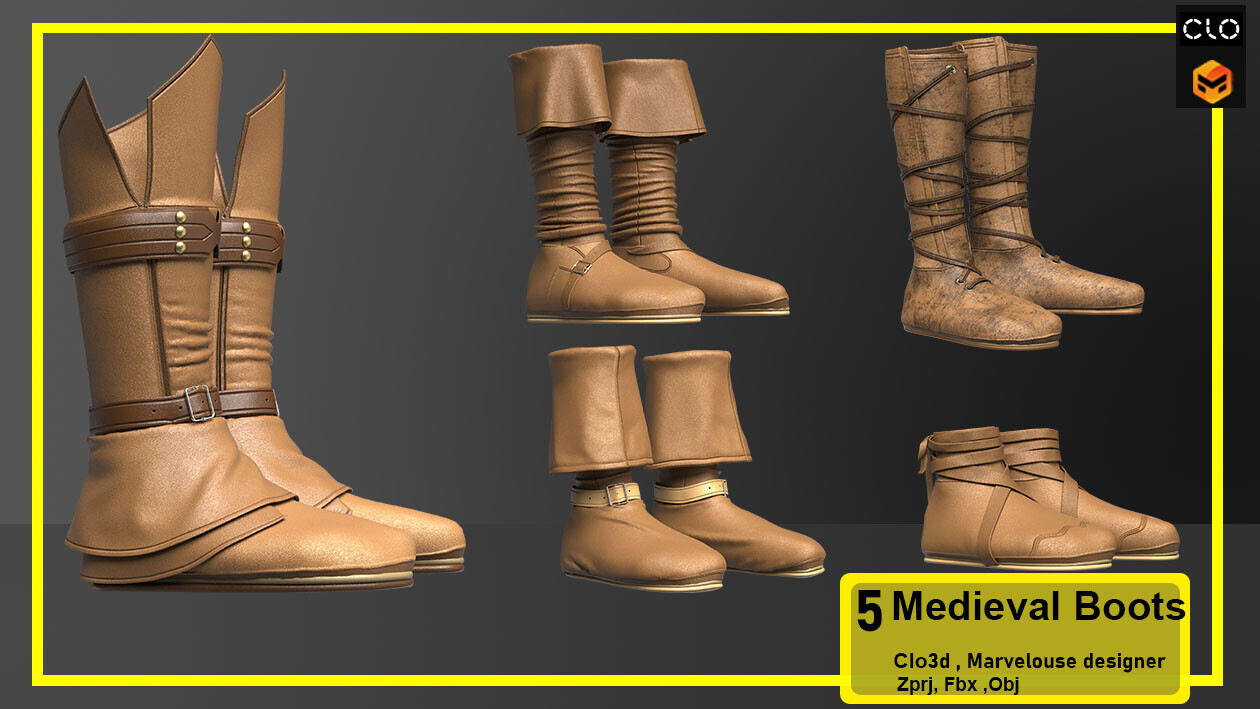 ArtStation - 5 in 1 Medeival Boots