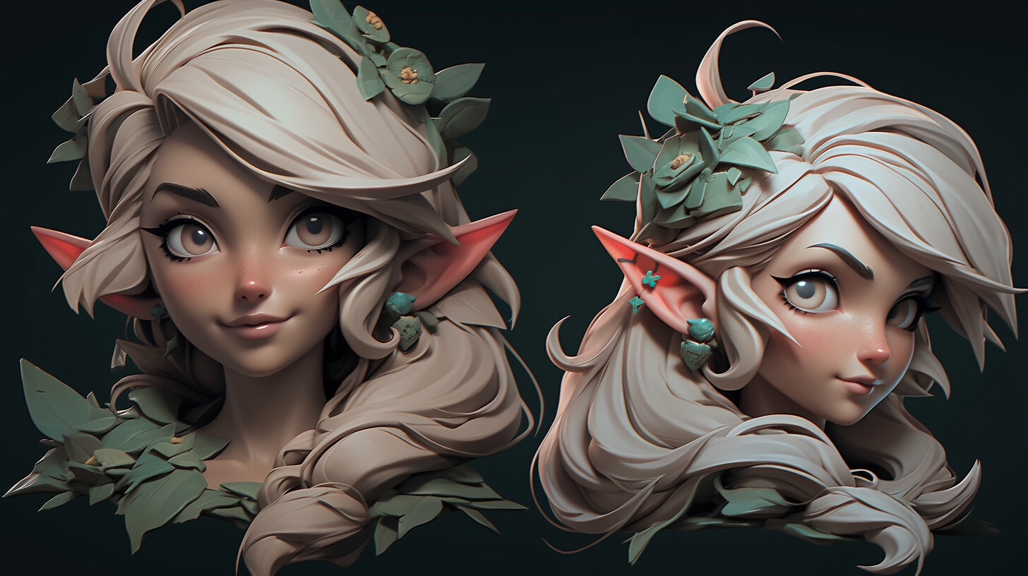 3D Head Sculpt References in 4K - Tika Art - +300 Stylized Forest Elf Head Sculpt Reference ...