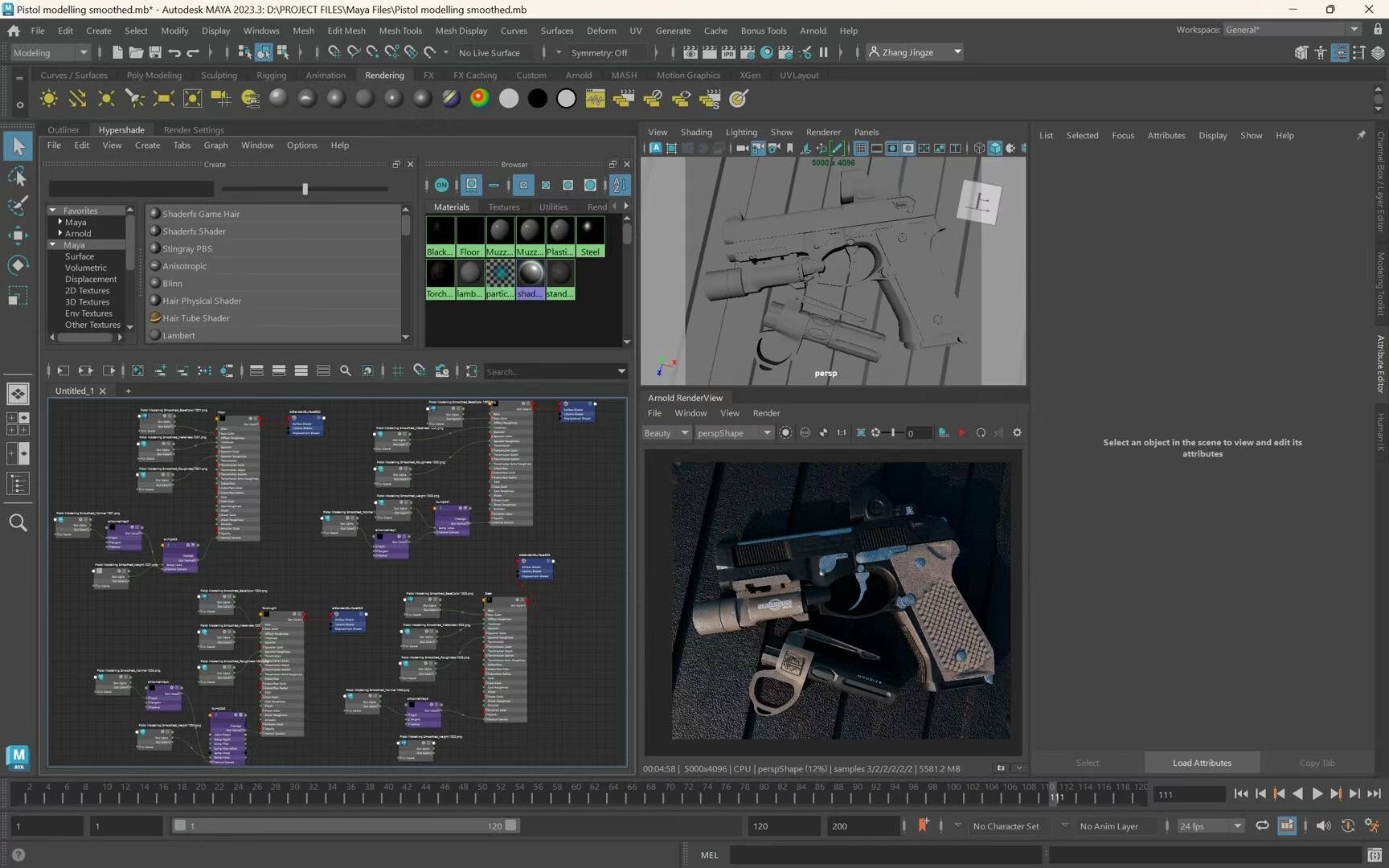Ray (Jingze) Zhang - Maya Hard Surface Pistol Modeling