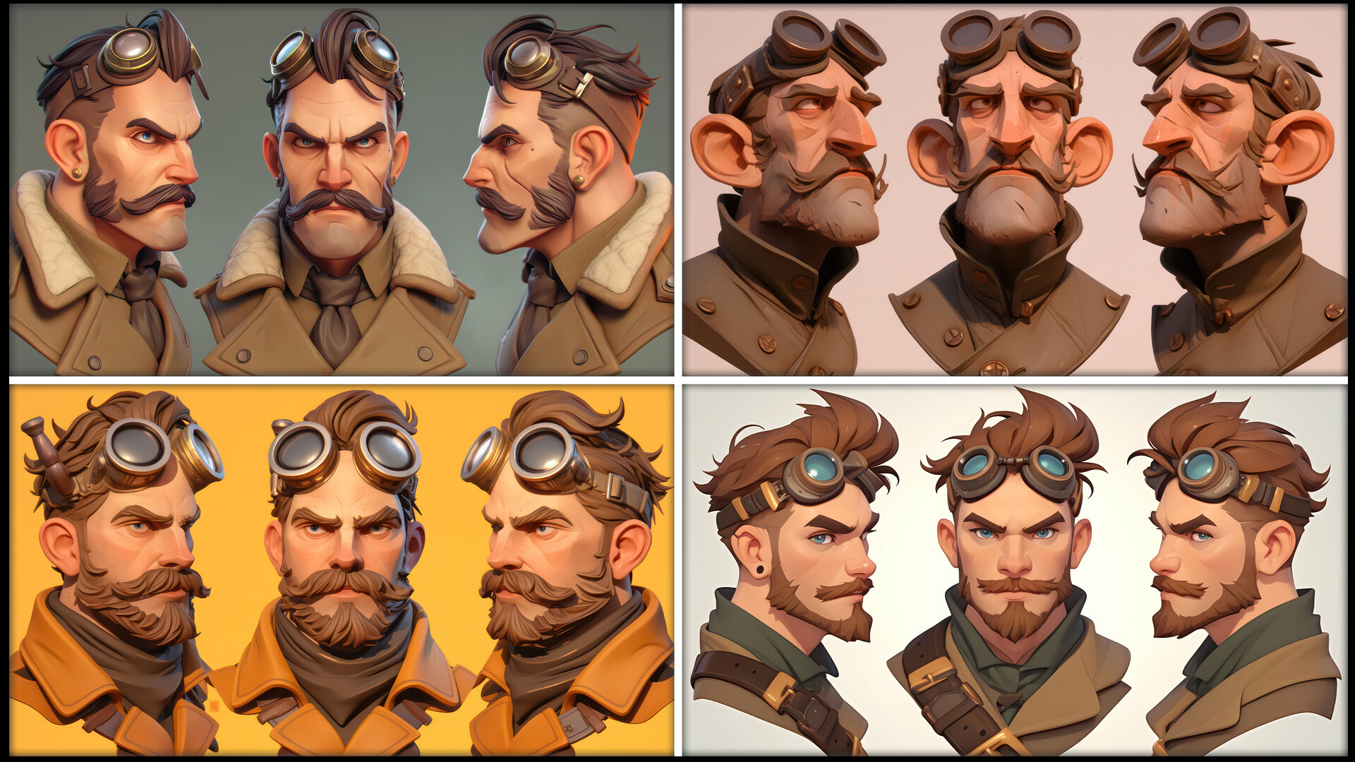 Ferial Studio - 🔹280 Steampunk Pilot - Head Model Reference Image Pack ...