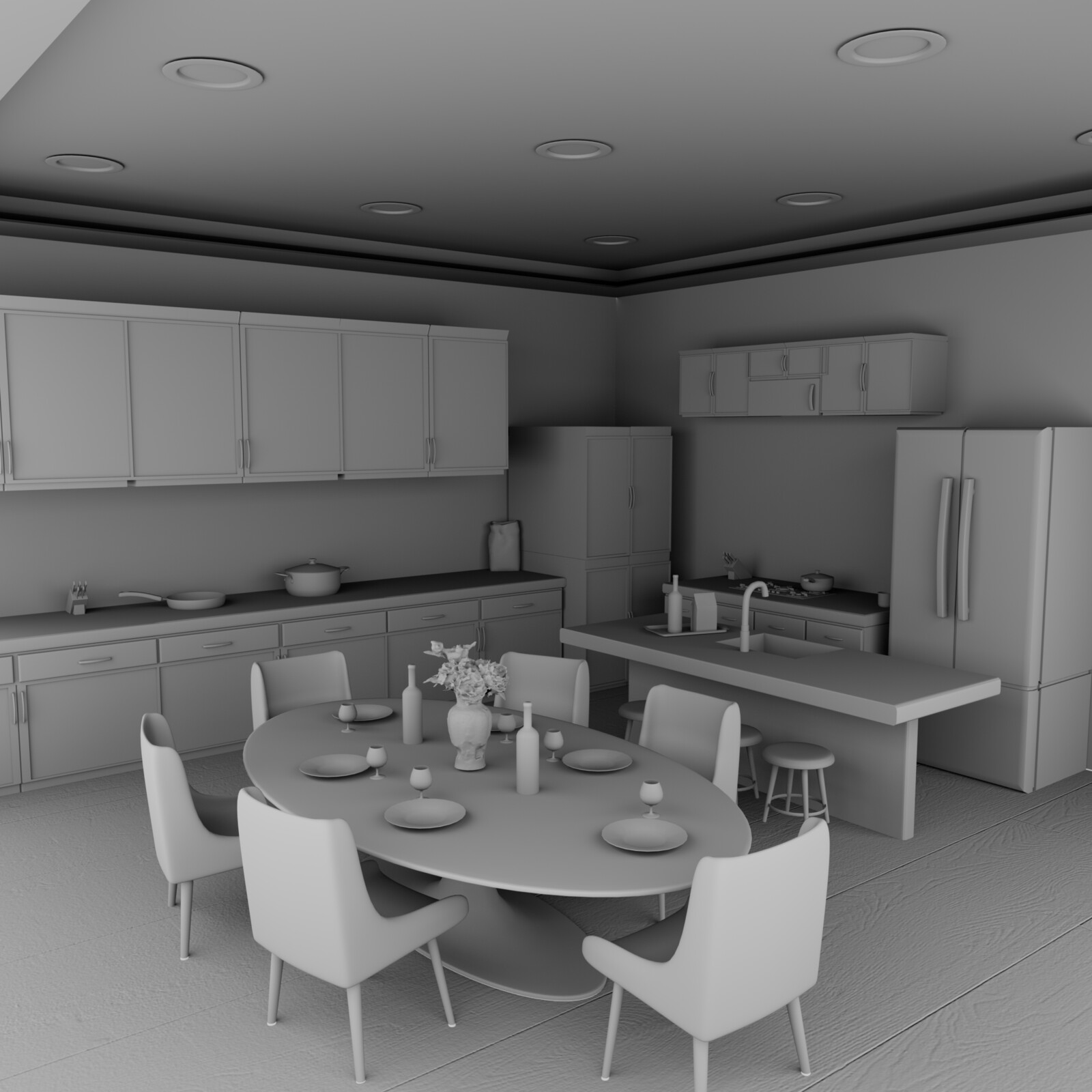 hussain pathan - kitchen interior 3d render