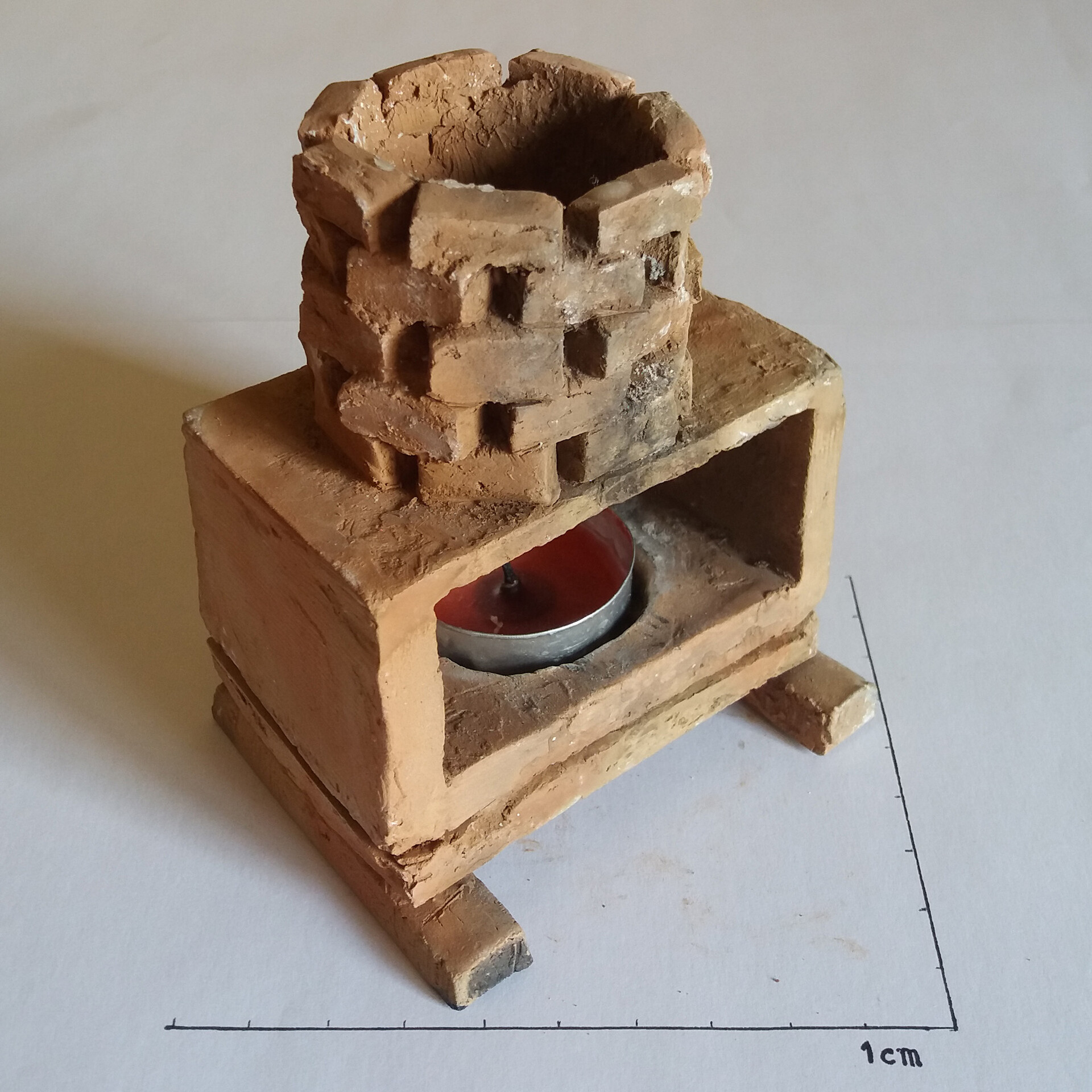 ArtStation - Miniature terracotta fireplace candle holder