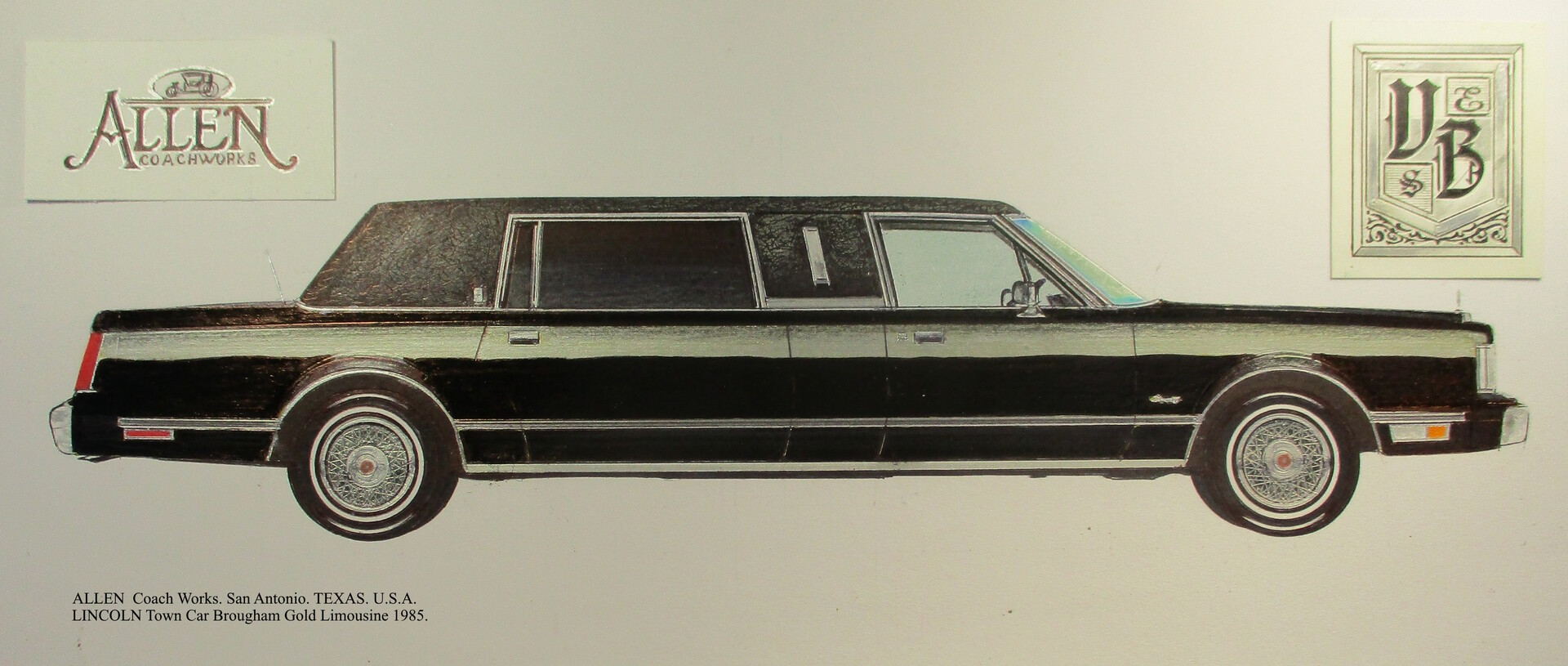 ArtStation - ALLEN Coach Works. LINCOLN Town Car Gold Limousine 1985.