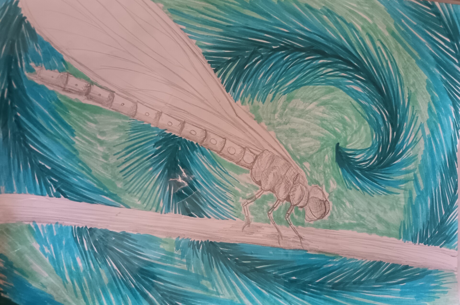 ArtStation - Classroom art activity examples - sketch and coloured ink