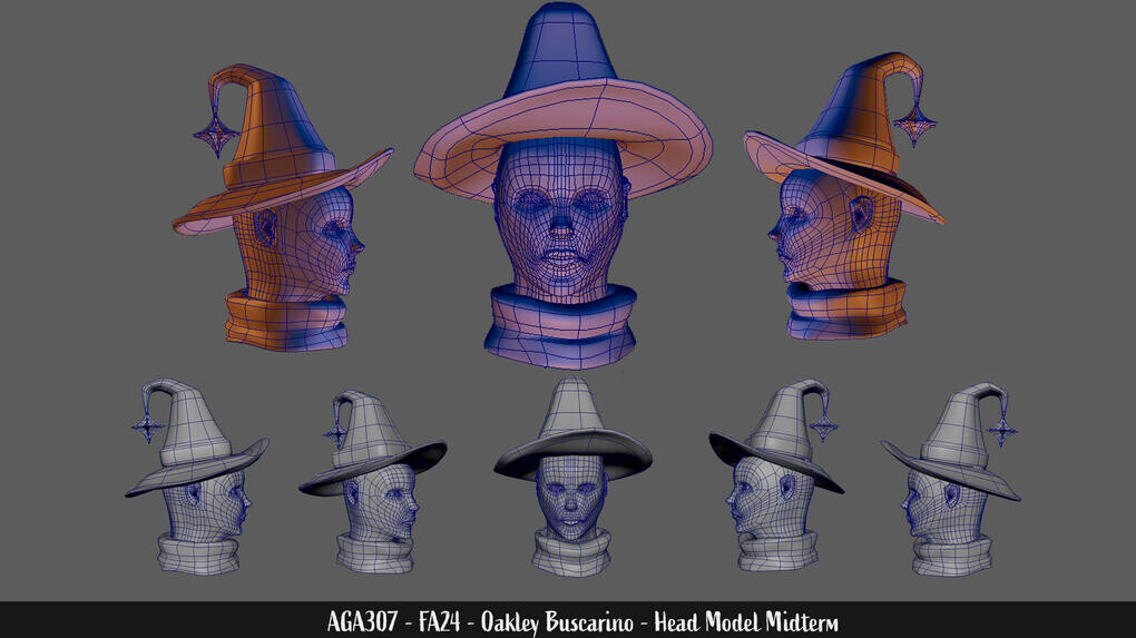 ArtStation - Generic Wizard - Head Model Wireframe