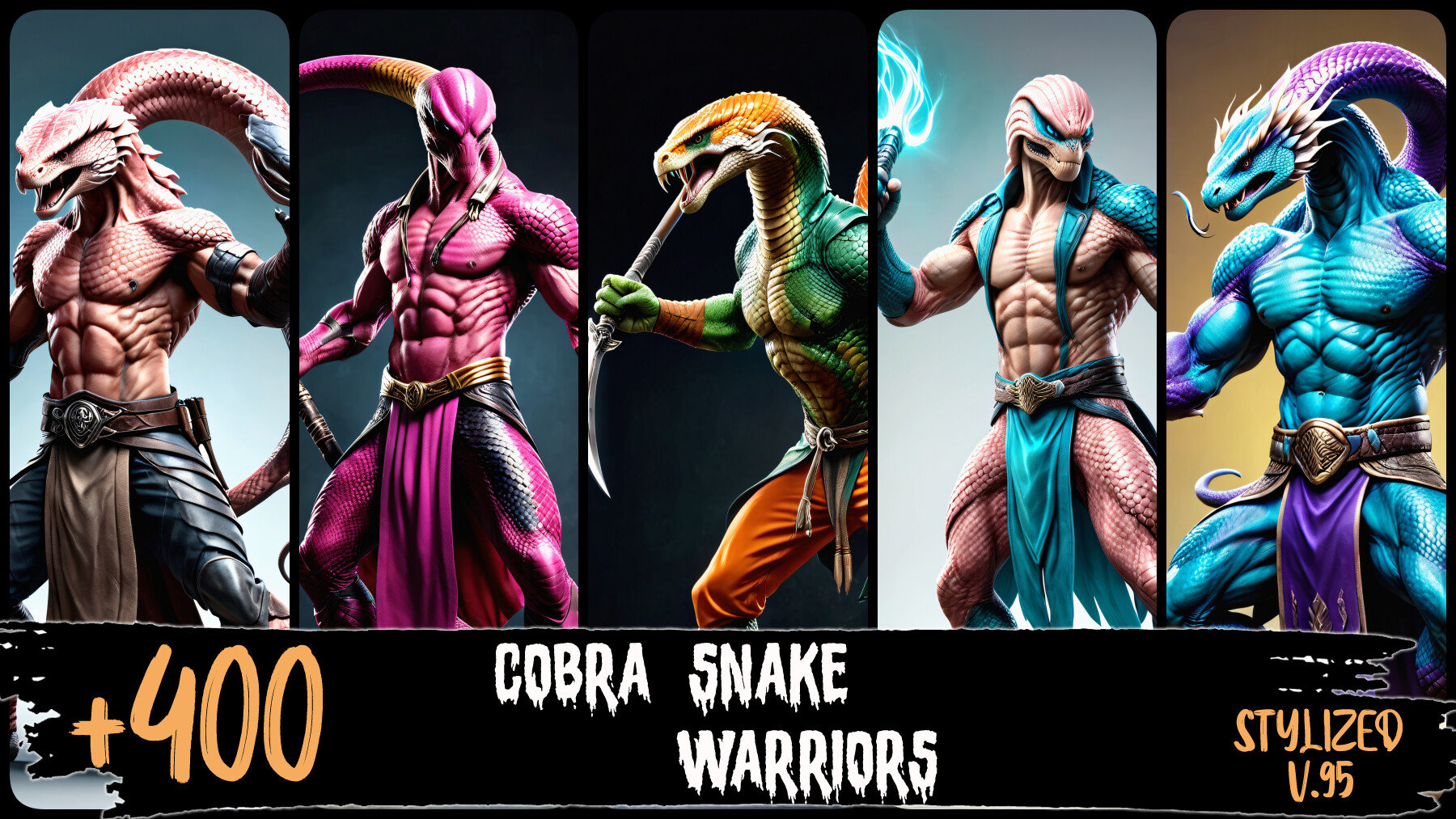 ArtStation - +420 Cobra Snake Warriors | 4K | Stylized Vol.95