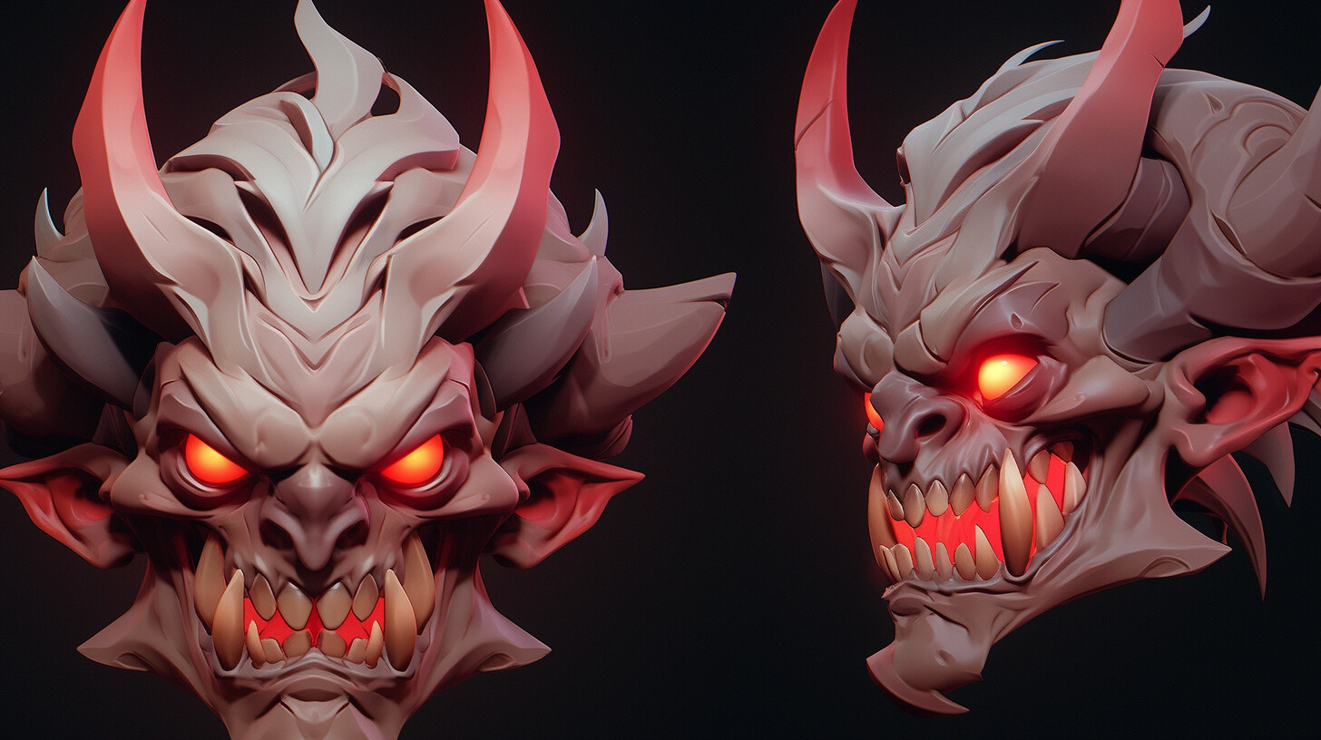 3D Head Sculpt References in 4K - Tika Art - +300 Stylized Demon Head ...
