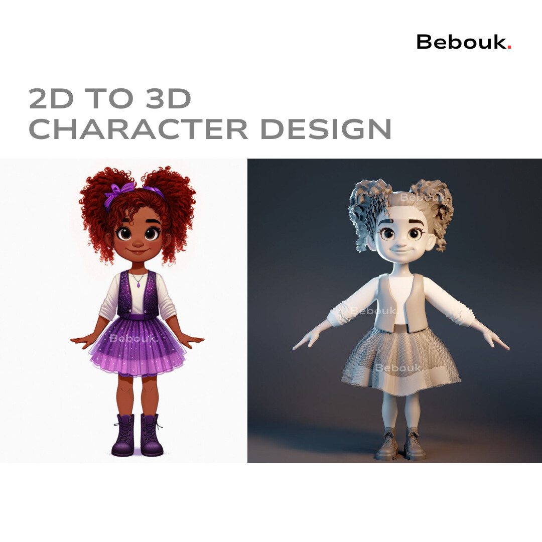 Bebouk Studio - 2d to 3d PIXAR CHARACTER MODELLING