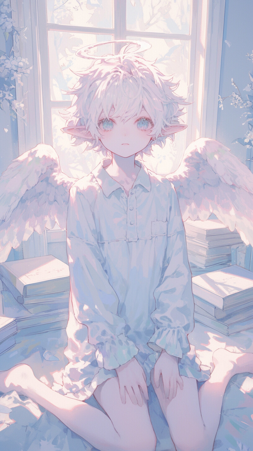 ArtStation - Cute Angel Boy ，meow~