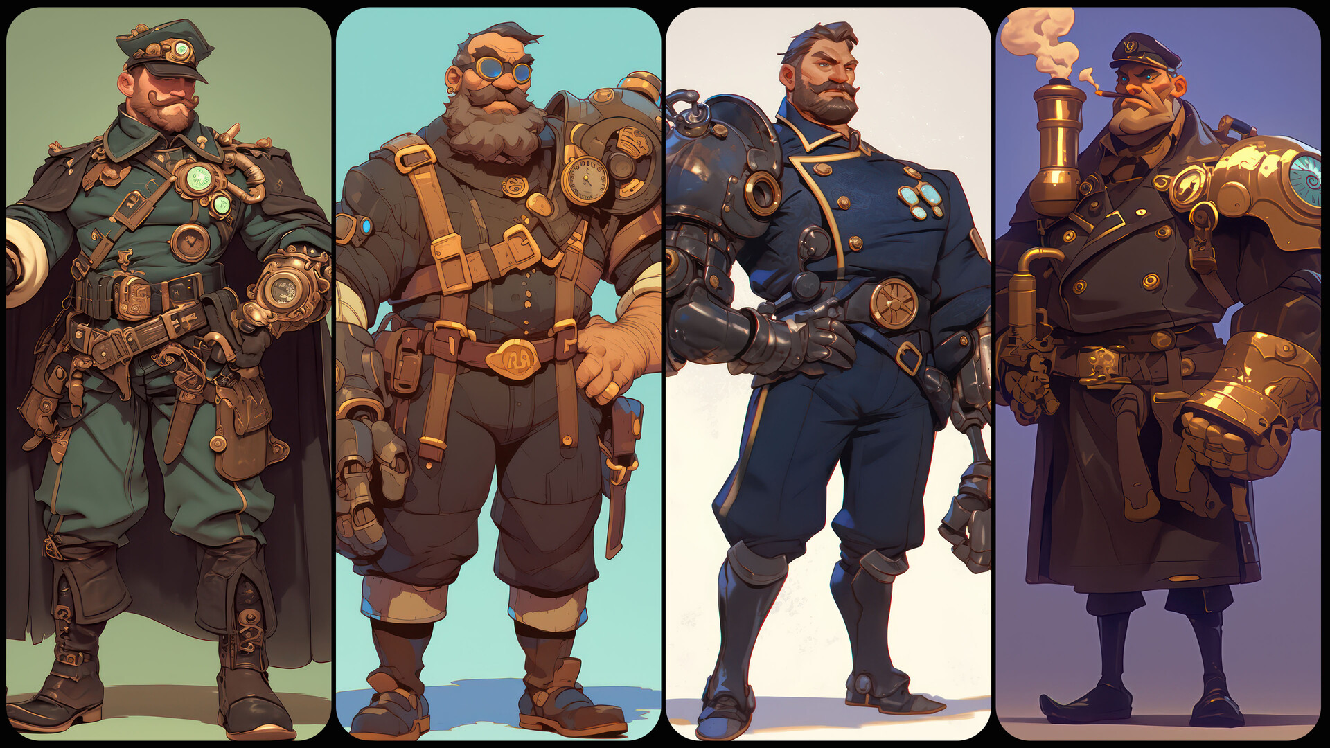 Ferial Studio - 🔹240 Steampunk Captain - Cartoon Character Reference ...