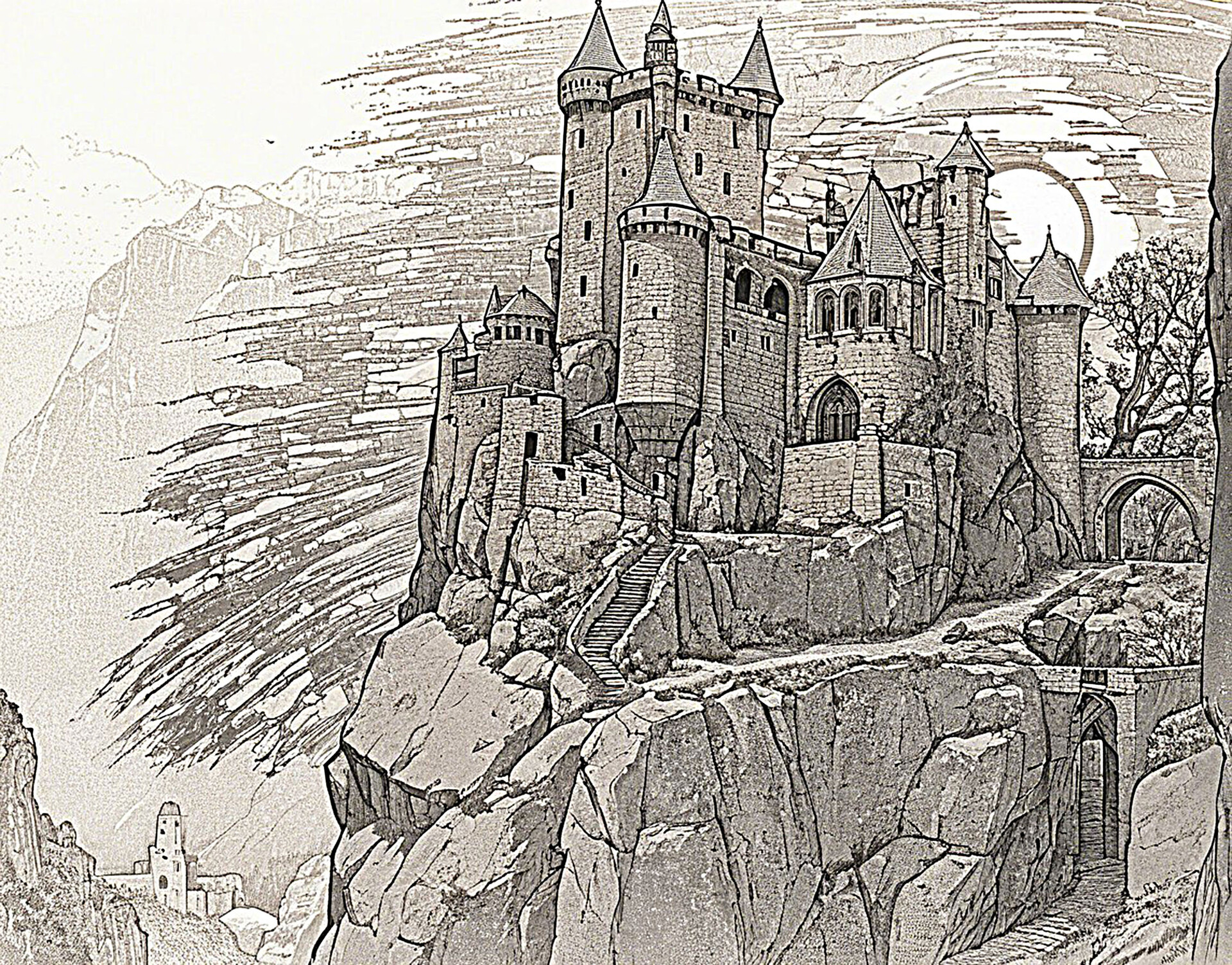 ArtStation - Castle on Cliffs: A Fantasy Sunset View