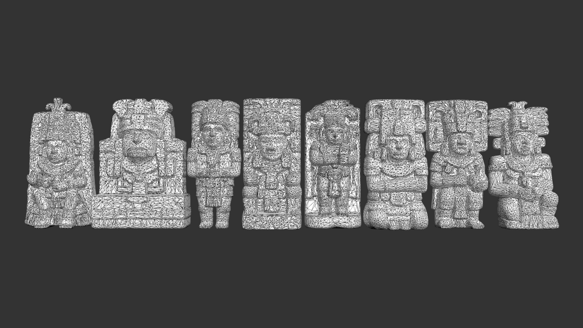 3D Models by 3D Landscape - 8 Mayan Statues - 241212