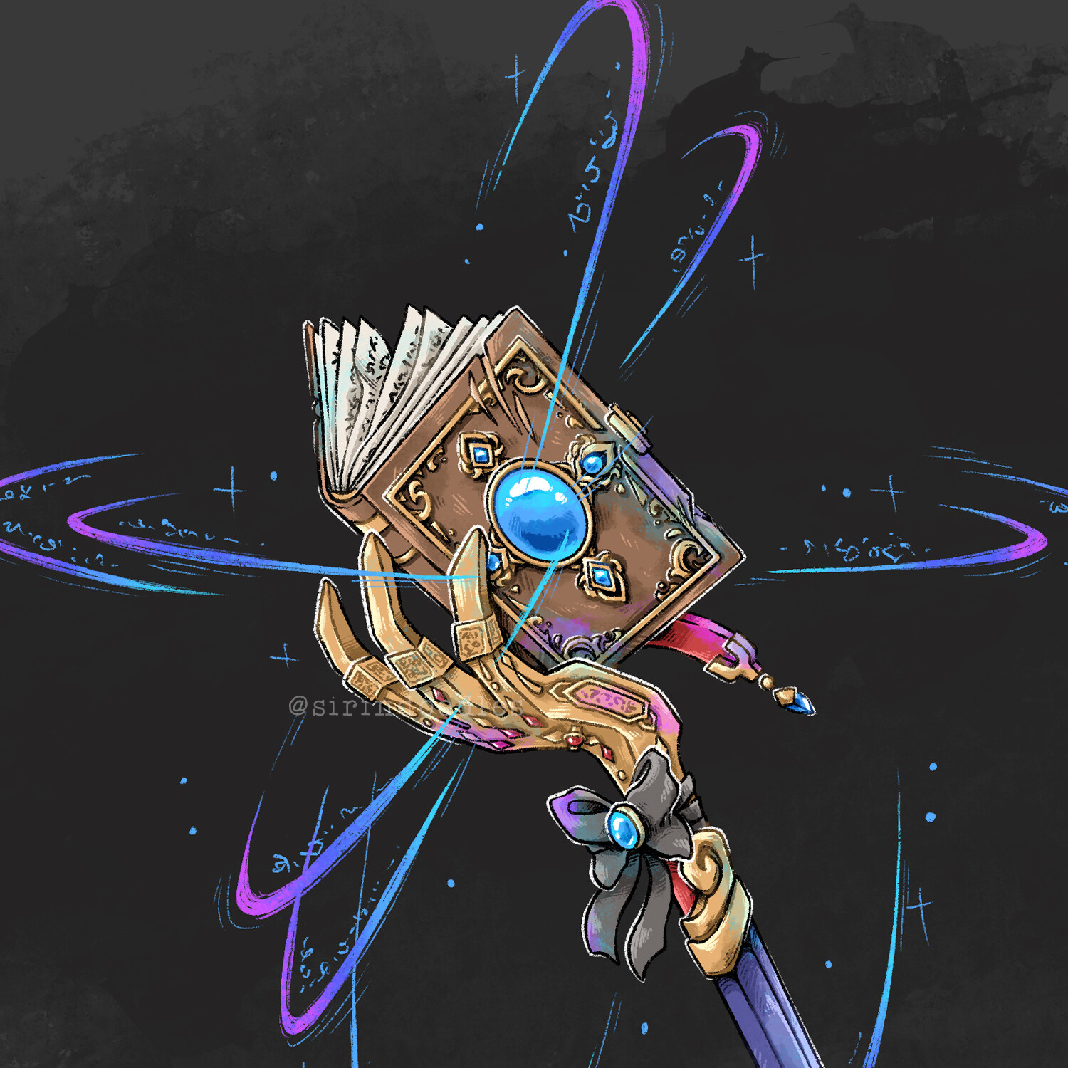 ArtStation - The Mage's Grimoire | Dungeons and Dragons weapon commission