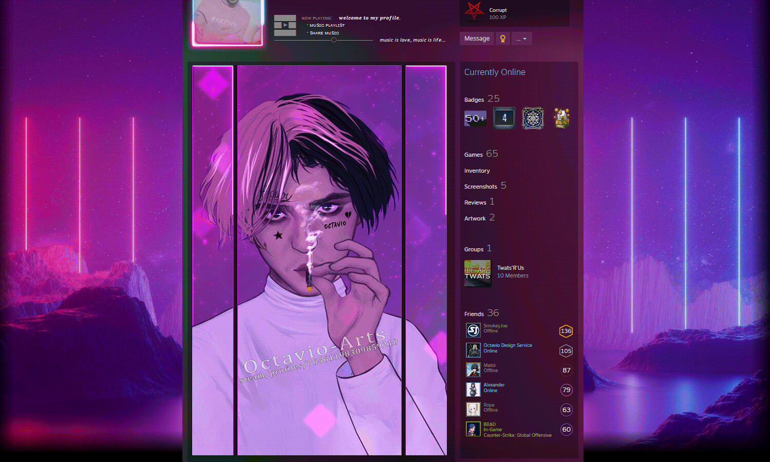 ArtStation - Steam Artwork Showcase Lil Peep [Animated#2]