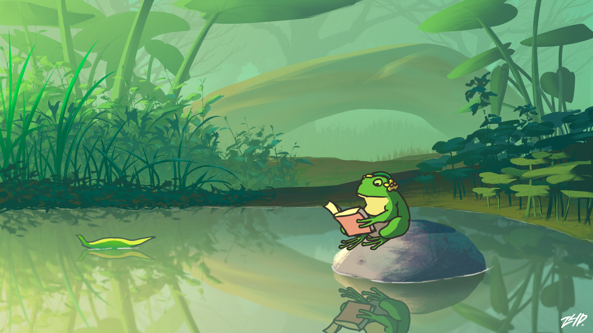 ArtStation - Reading Frog