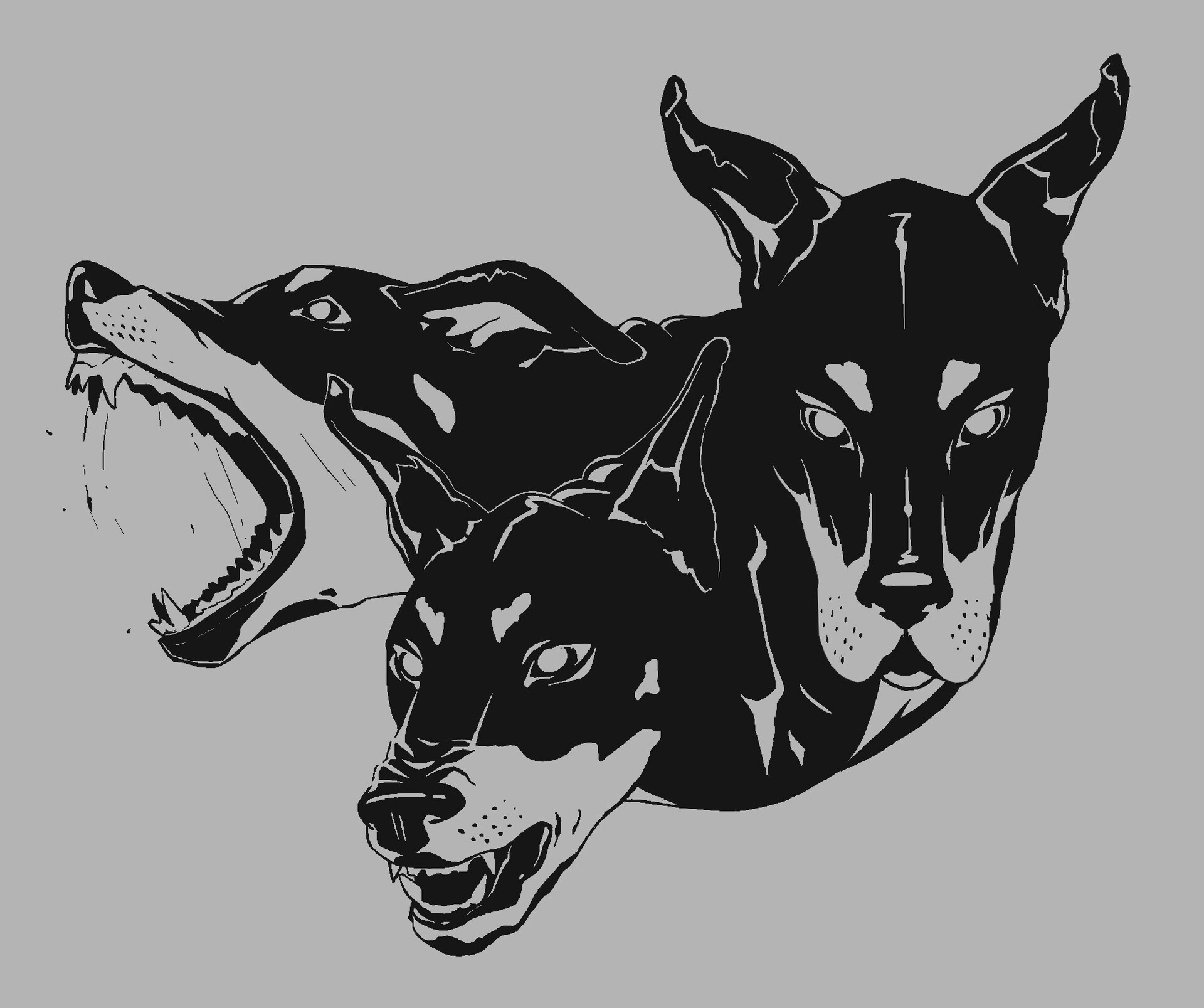 three headed dog outline