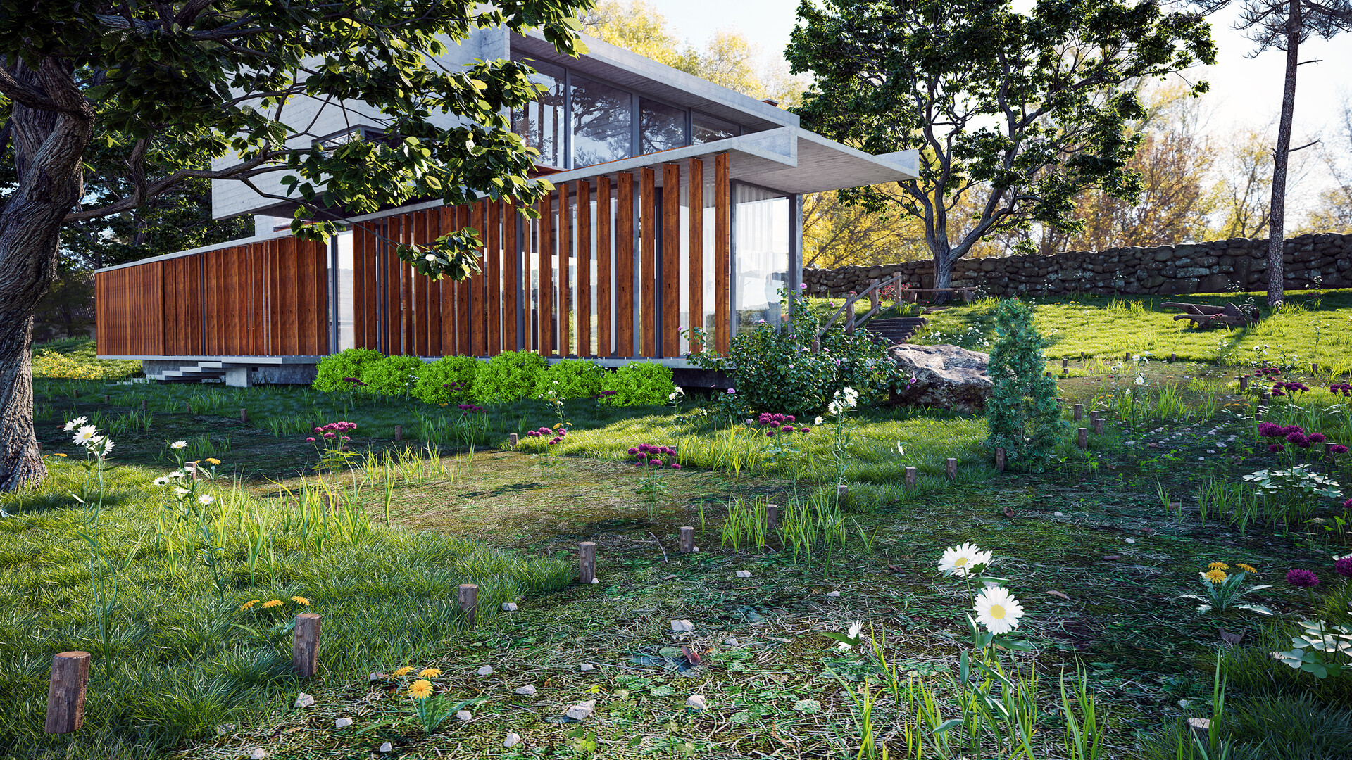 ArtStation - Modern Brutalist Forest House