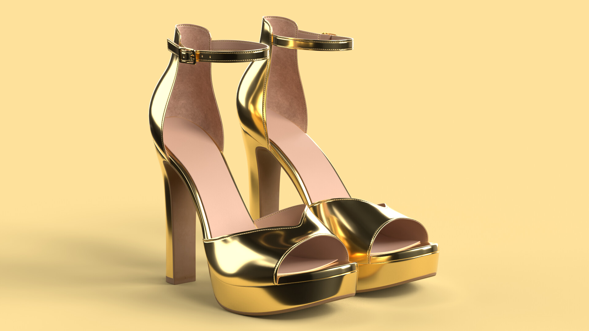 ArtStation - Unbranded Sandal 01 Women Platform Sandal Gold