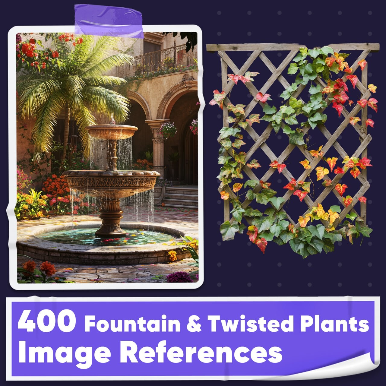 ArtStation - 400 Fountain and Twisted Plants Image References - Vol 01