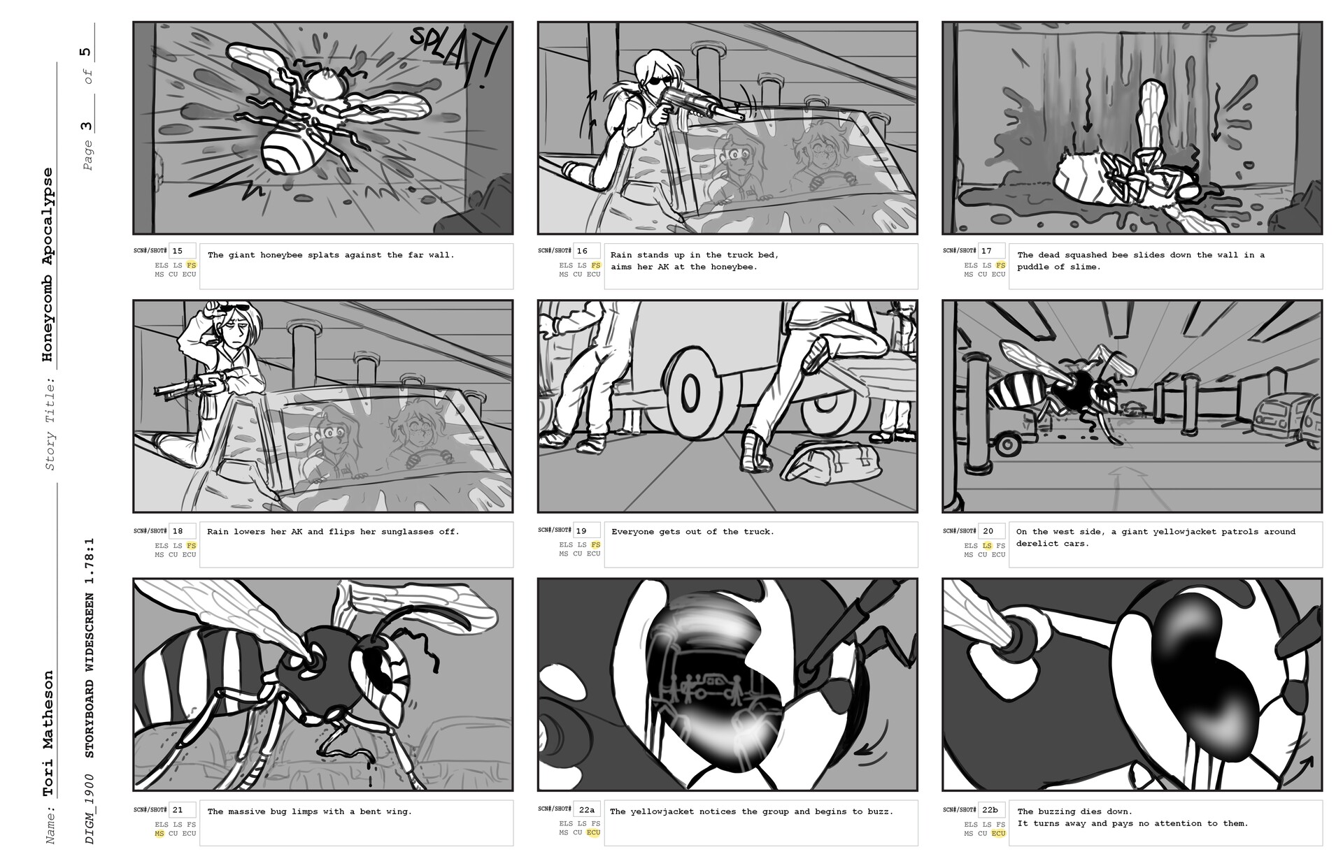 Tori Matheson - Storyboard Practice: "Honeycomb Apocalypse"