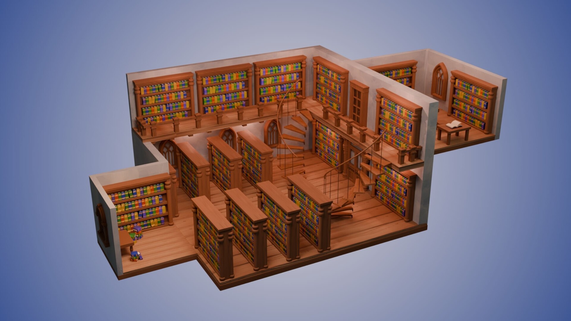 ArtStation - Stylized Library Diorama