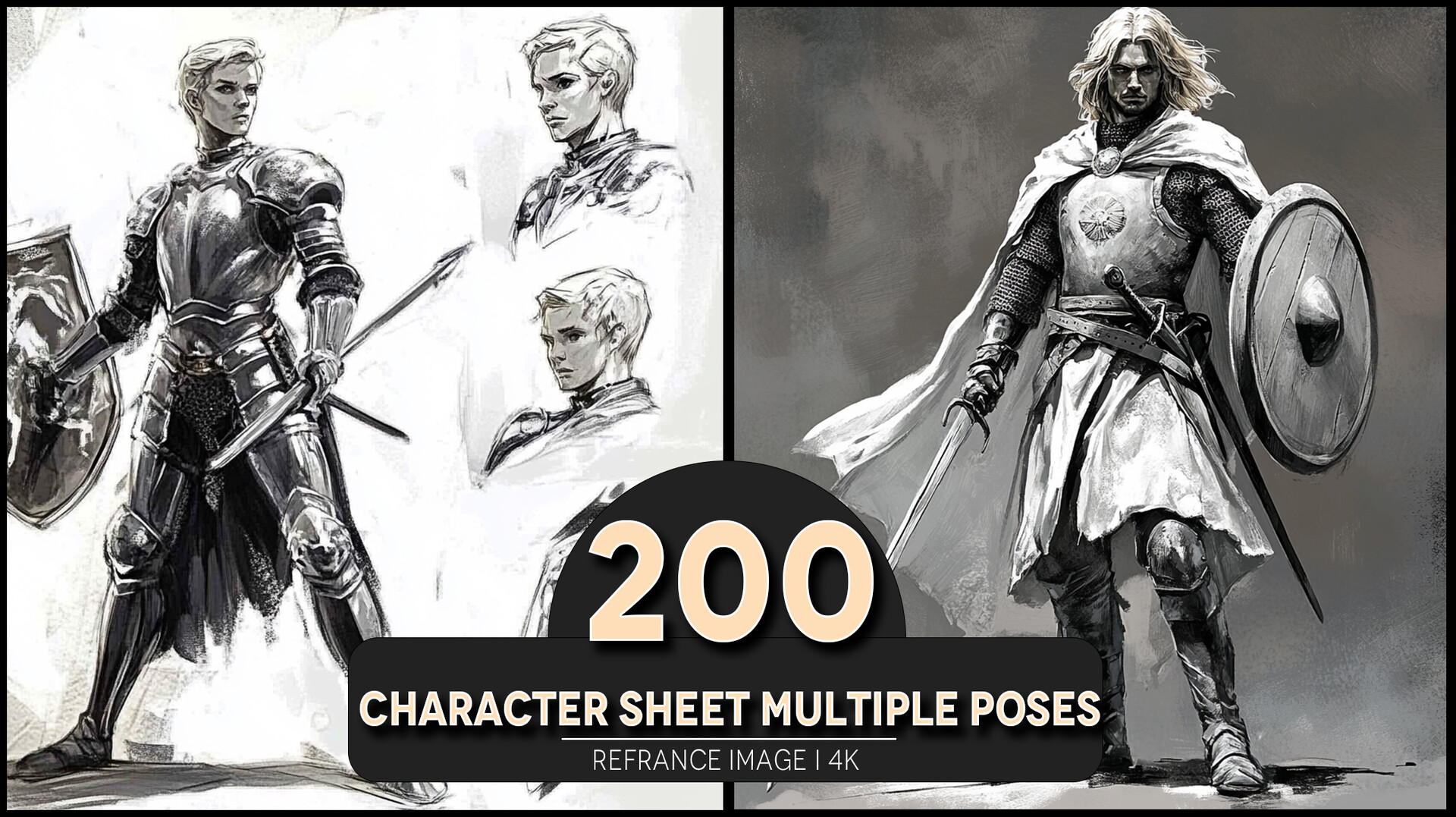 Pixel Ref - Character Sheet Multiple Poses 4K Reference/Concept Images