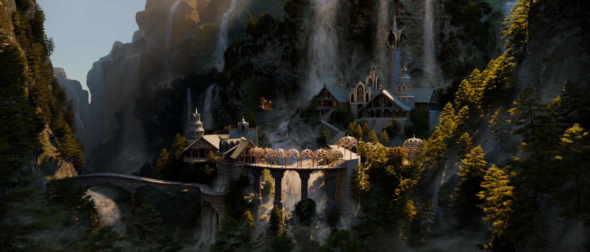 ArtStation - Elf city Rivendell