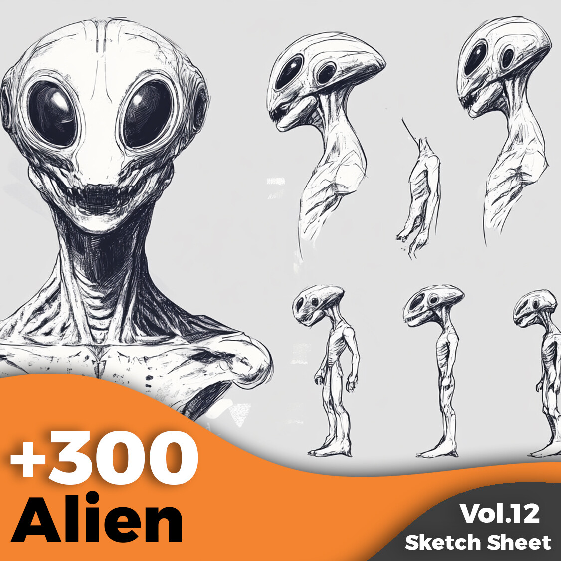 ArtStation - +300 Alien Sketch Sheet Reference Images(4k)