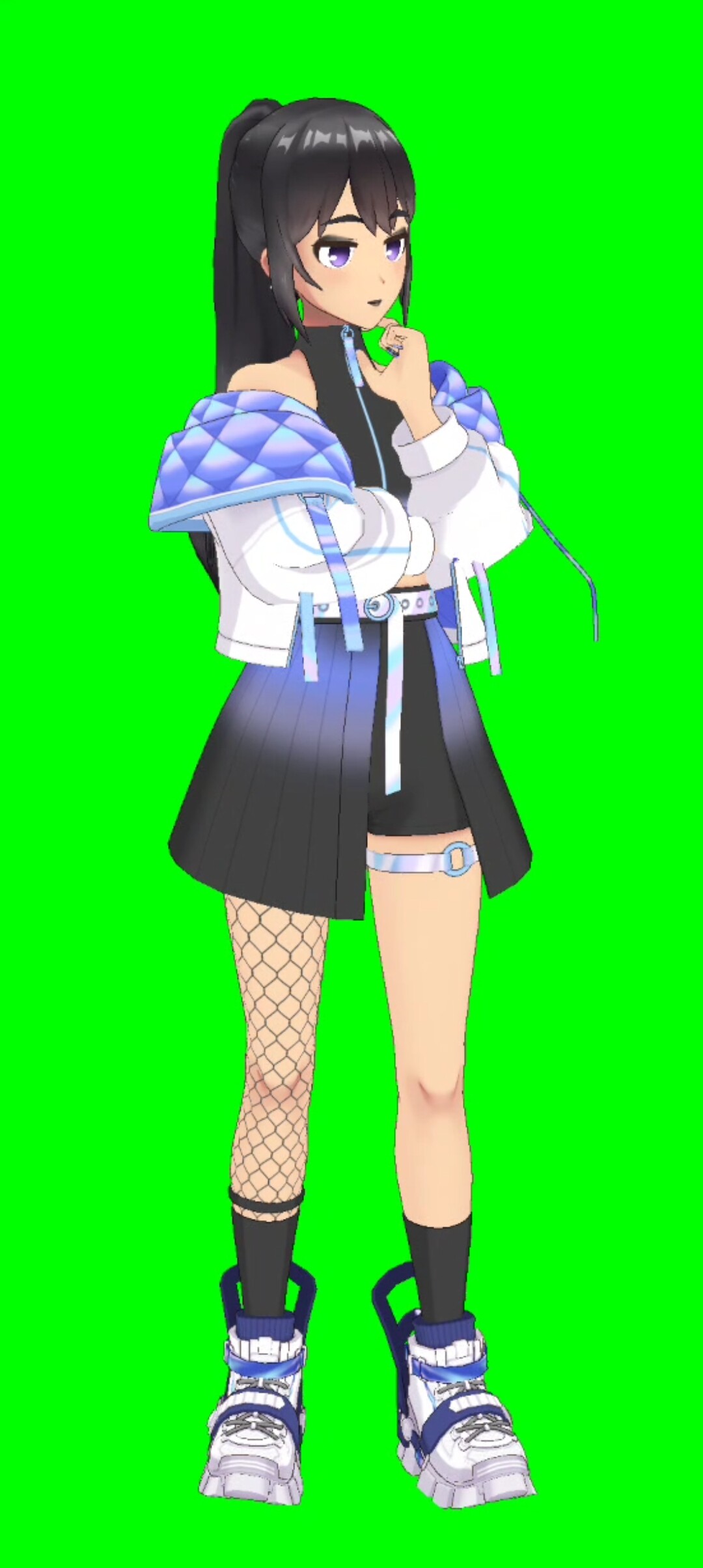 ArtStation - Punk Futuristic Neon Tech VTUBER Main Outfit Set (White ...
