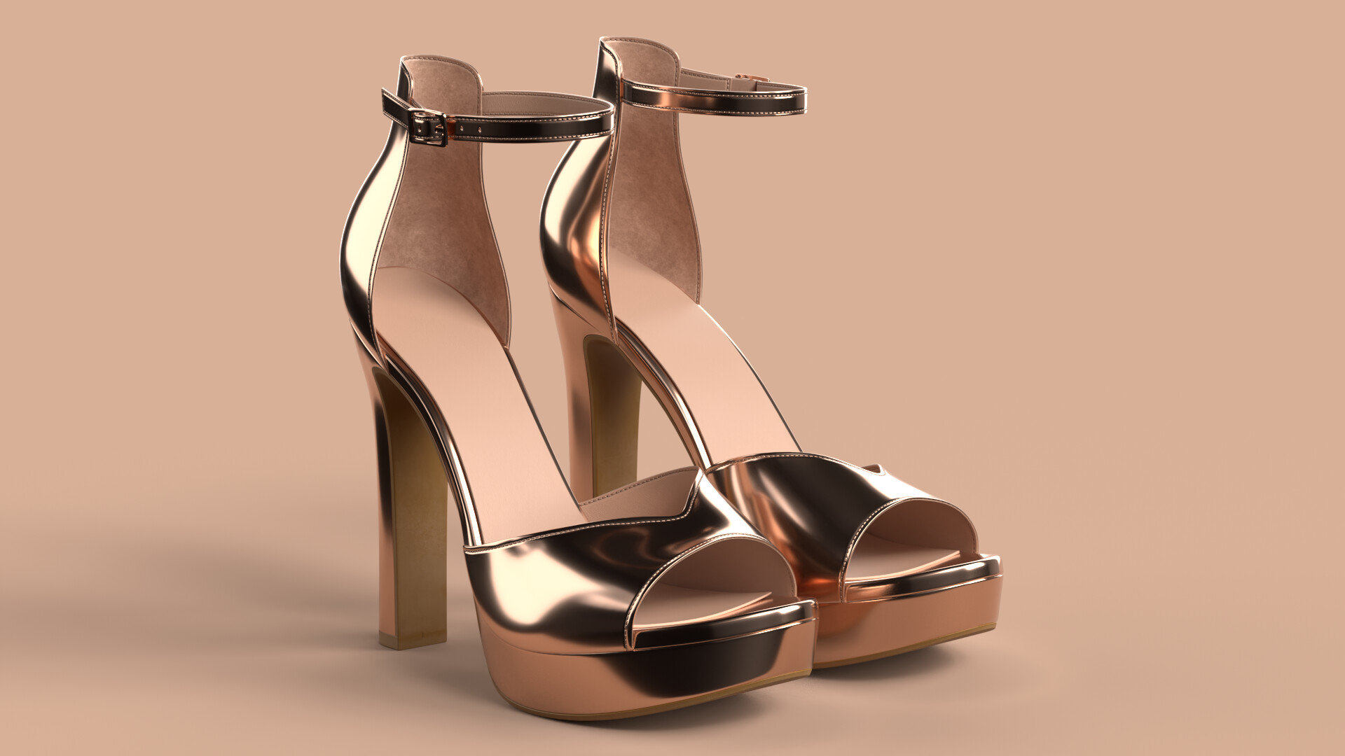 ArtStation - Unbranded Sandal 04 Women Platform Sandal Rose Gold