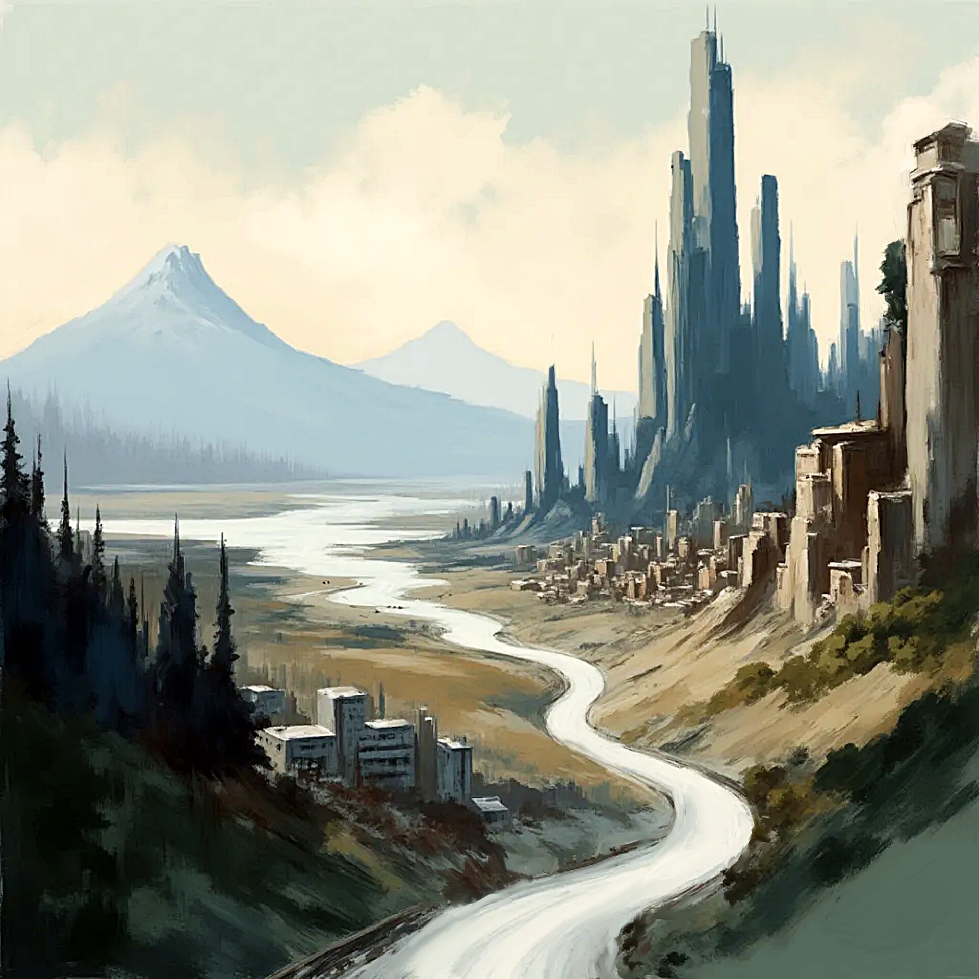 ArtStation - Apocalyptic view of a deserted valley in a distant land