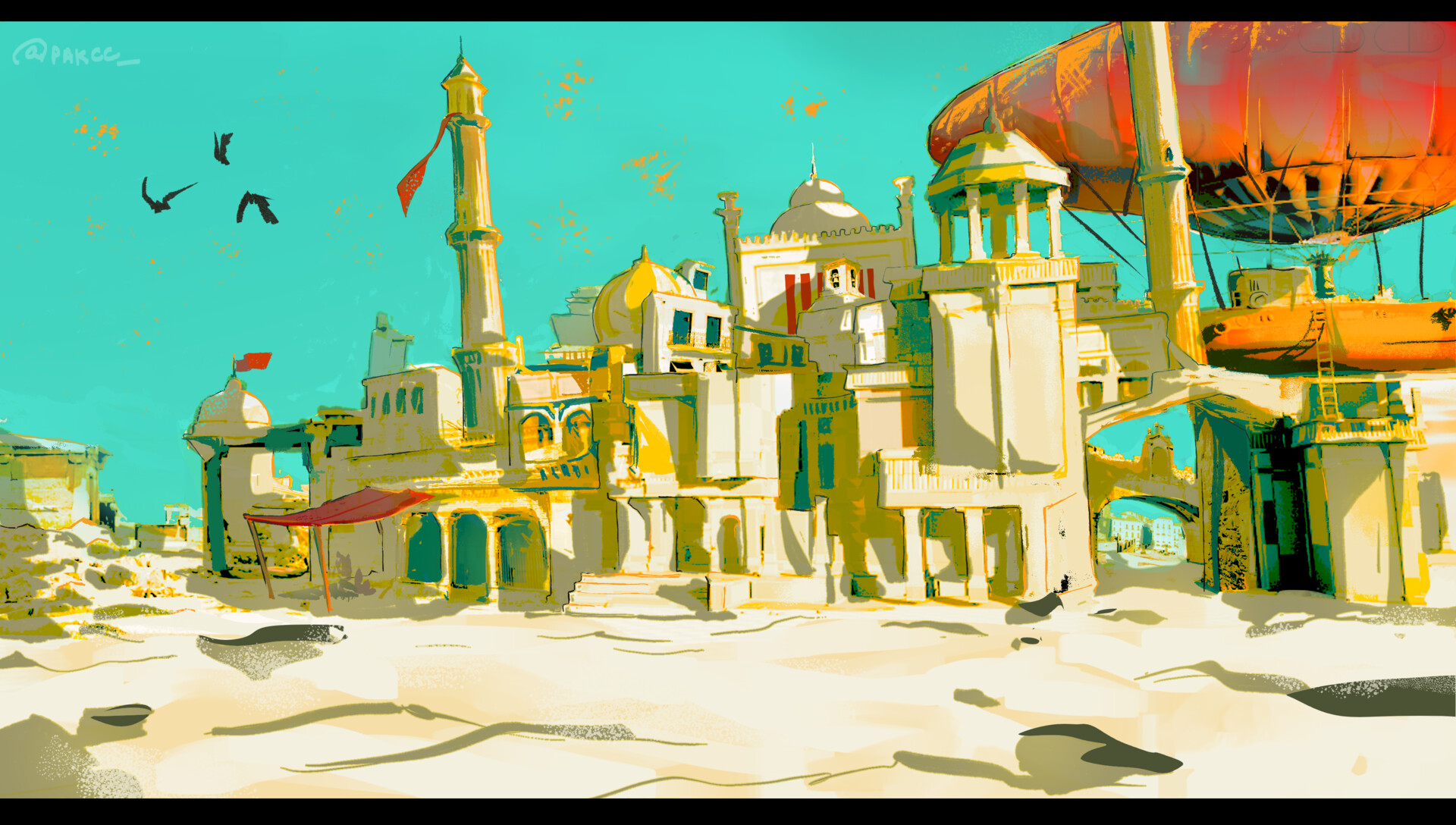 ArtStation - Desert town landscape concept