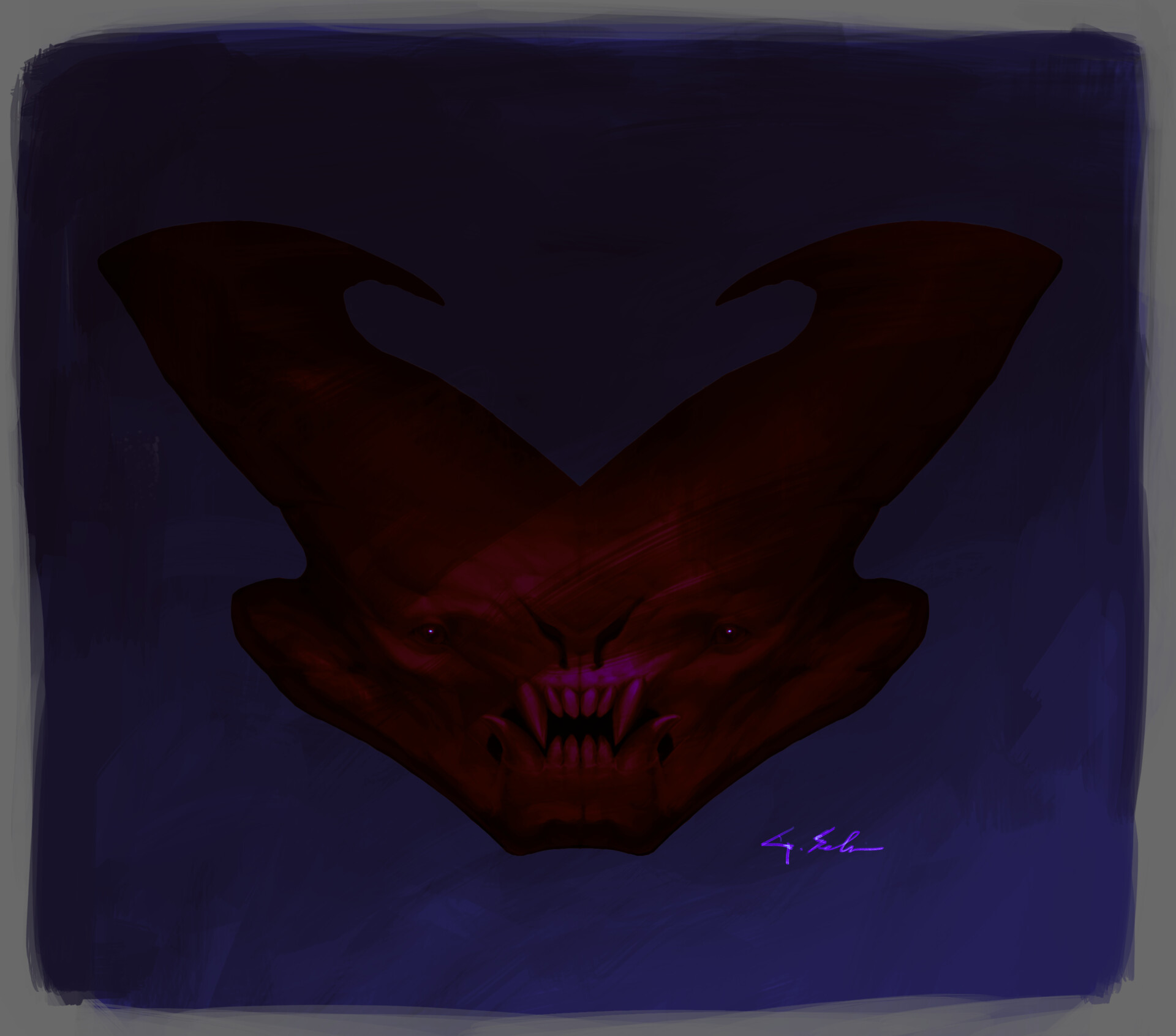 ArtStation - Red monster on blue background