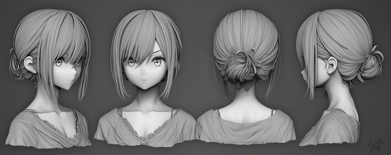 3D Head Sculpt References in 4K - Tika Art - +300 Anime Girl Head ...