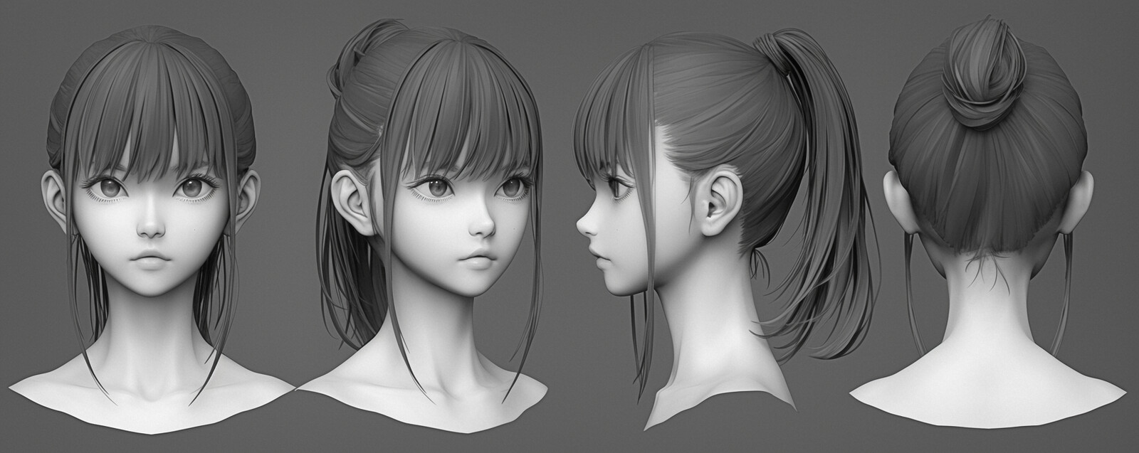 3D Head Sculpt References in 4K - Tika Art - +300 Anime Female Head ...