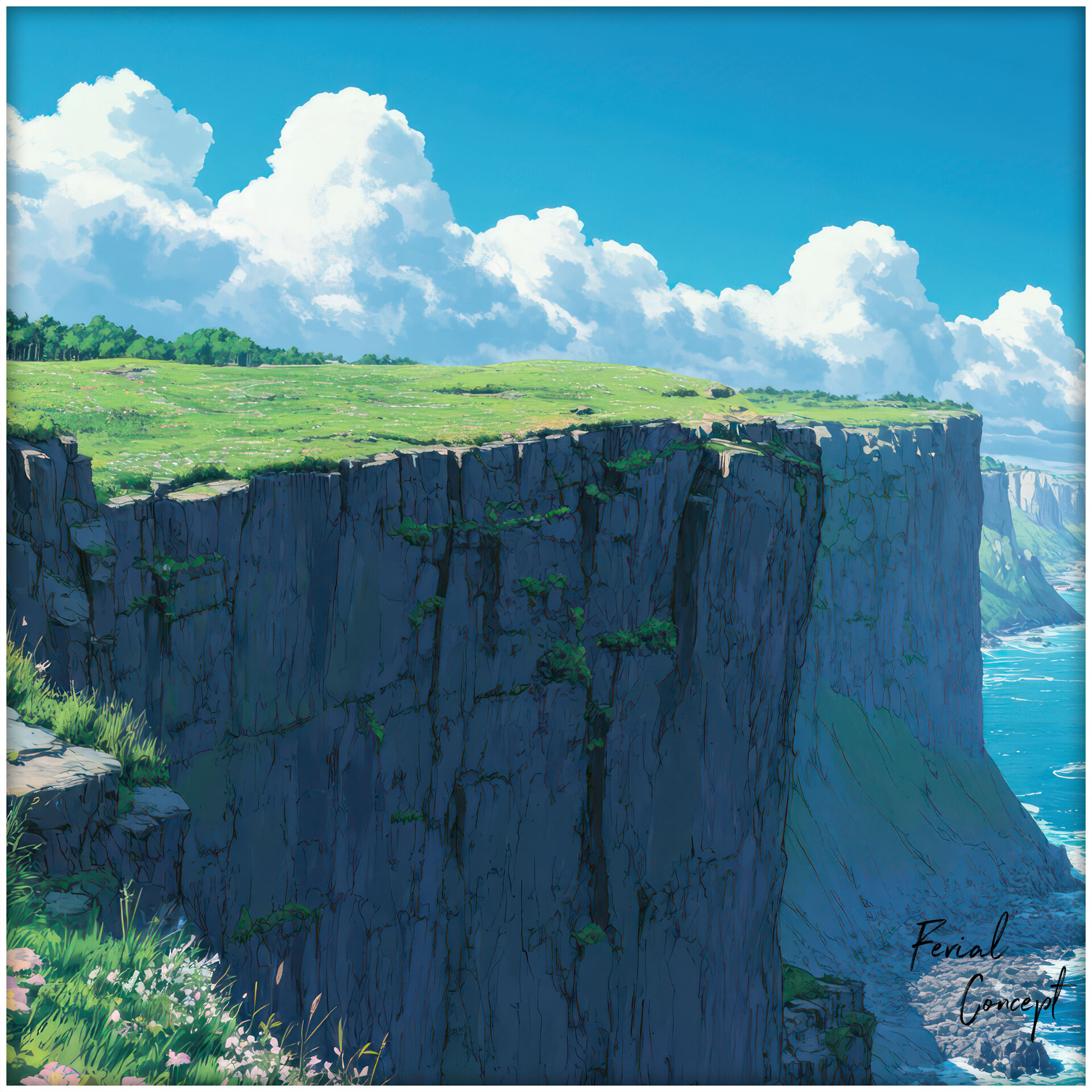 Ferial Concept - 🔹200 Coastal Cliffs - Anime Concept Reference Image ...