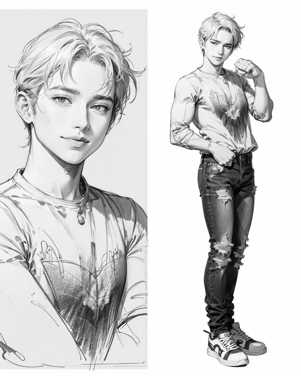 handsome man drawing reference