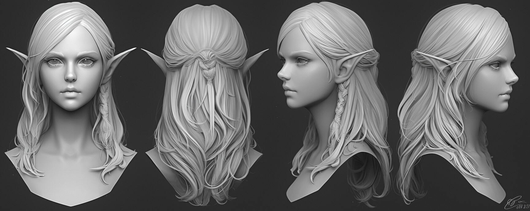 3D Head Sculpt References in 4K - Tika Art - +300 Elf Female Head ...