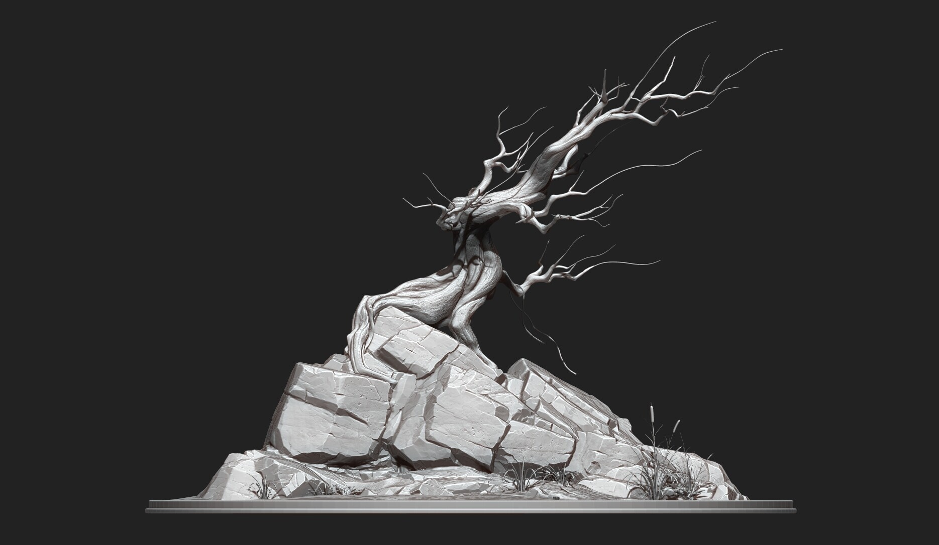 ArtStation - Tree and stone
