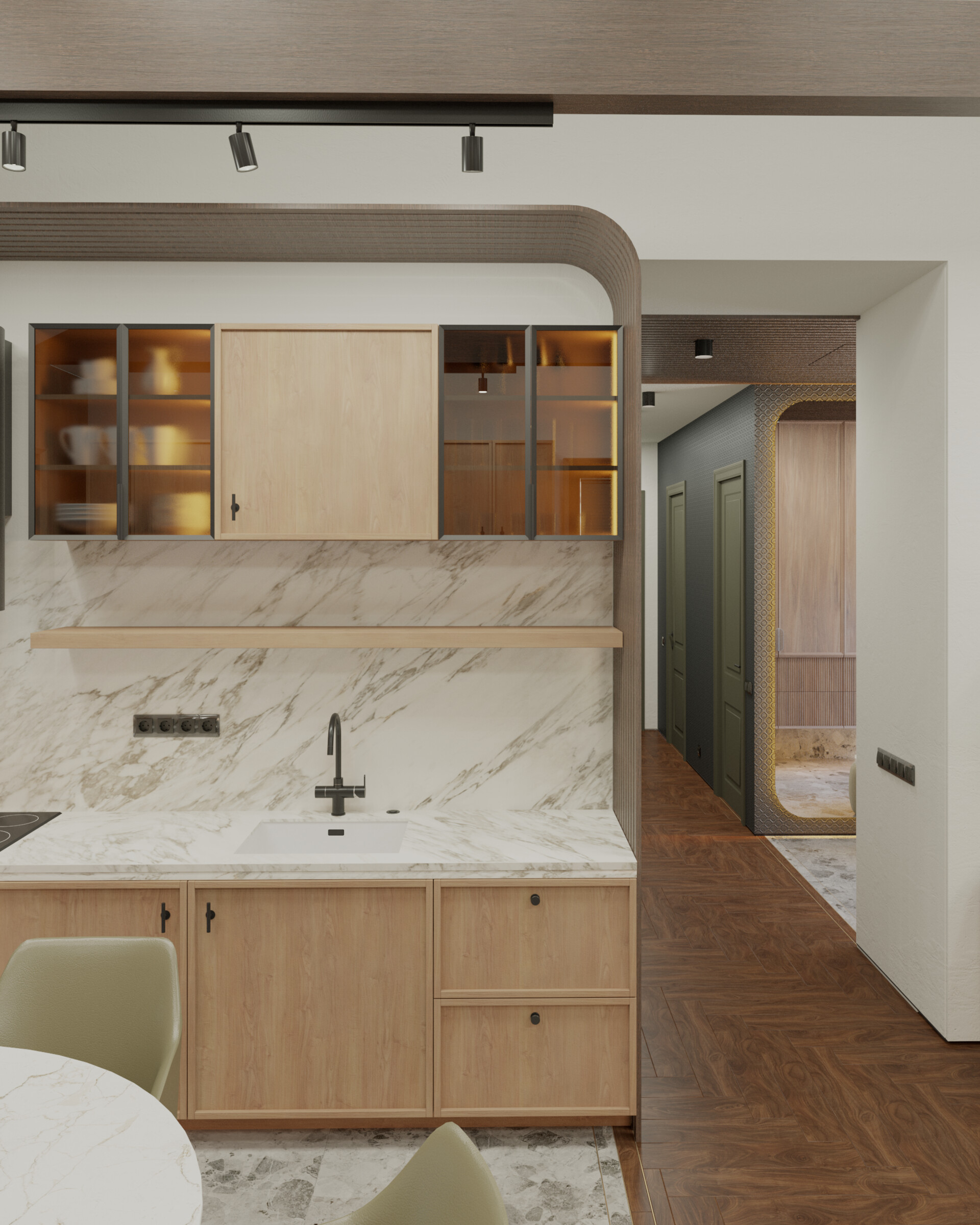 ArtStation - Visualization of kitchen and living room