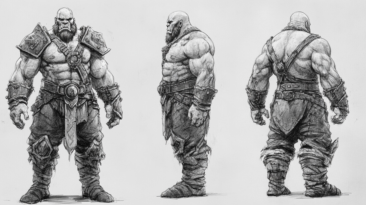 Concept Art - +300 Fantasy ORC Sketch Sheet Reference Images(4k)