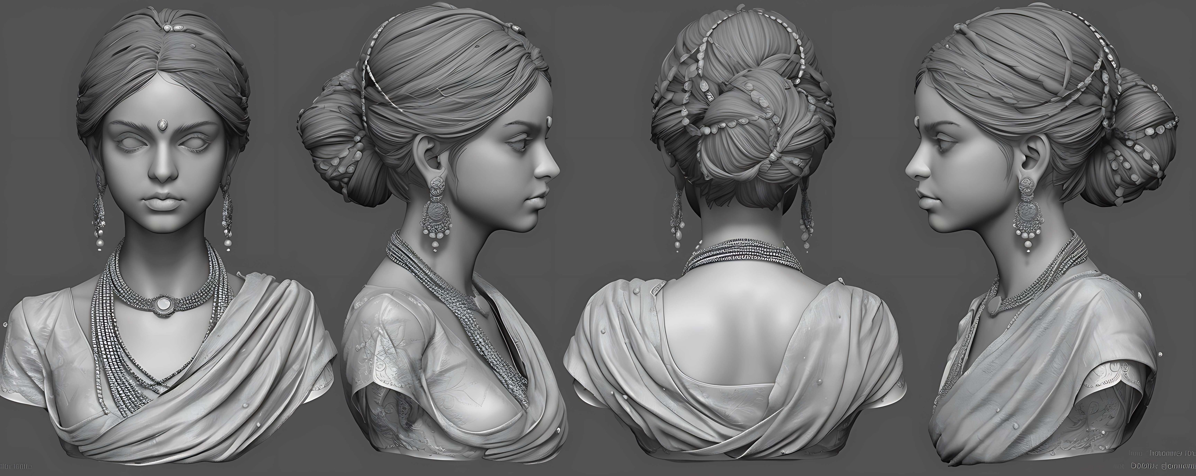 3D Head Sculpt References in 4K - Tika Art - +300 Indian Female Head ...