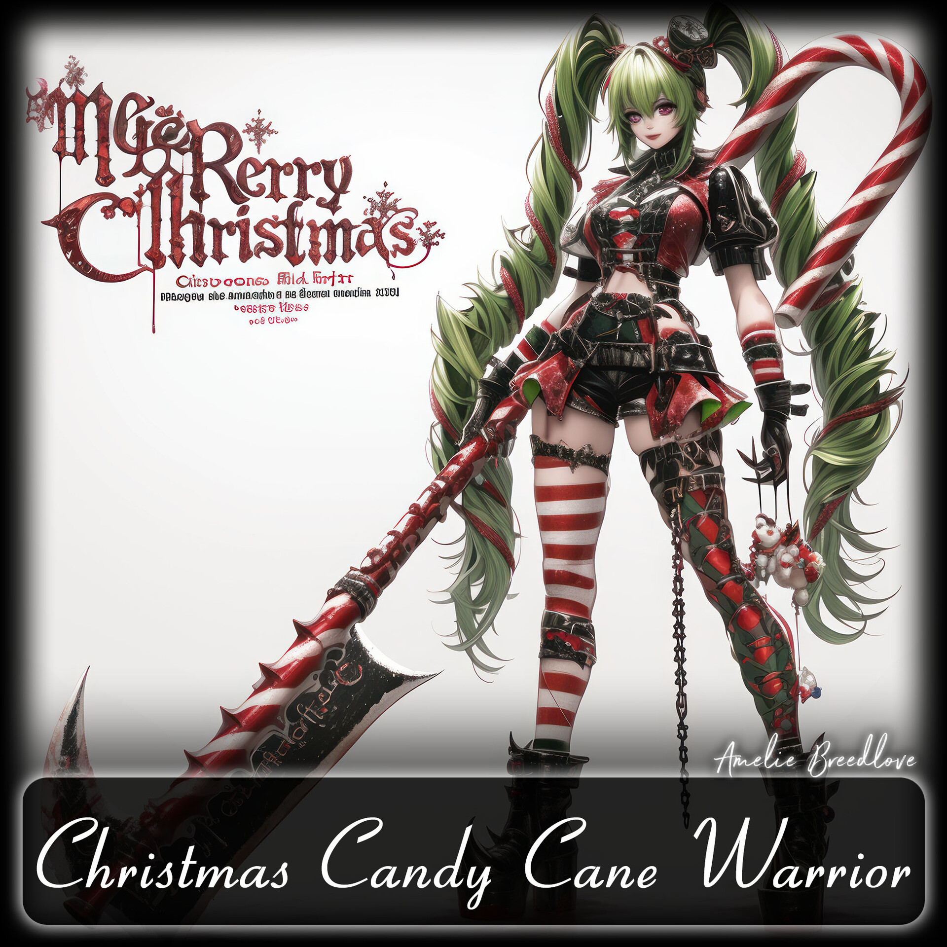 ArtStation - 200 Anime Christmas Candy Cane Warrior (Full Body ...