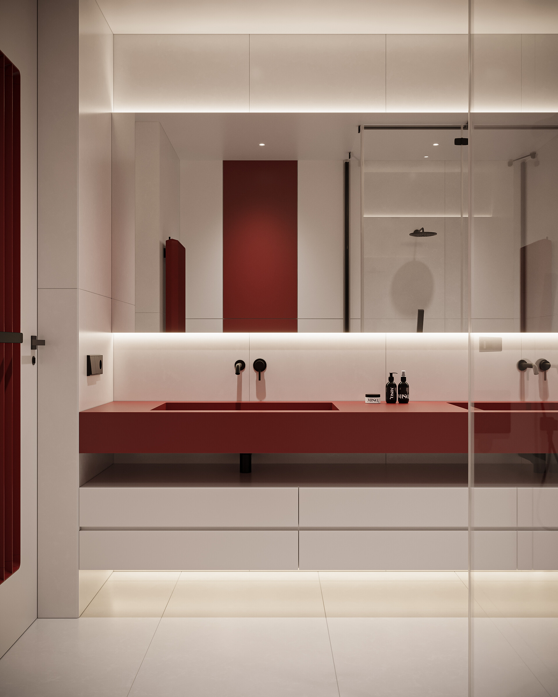 ArtStation - CGI : MINIMAL RED & WHITE BATHROOM | TUTORIAL
