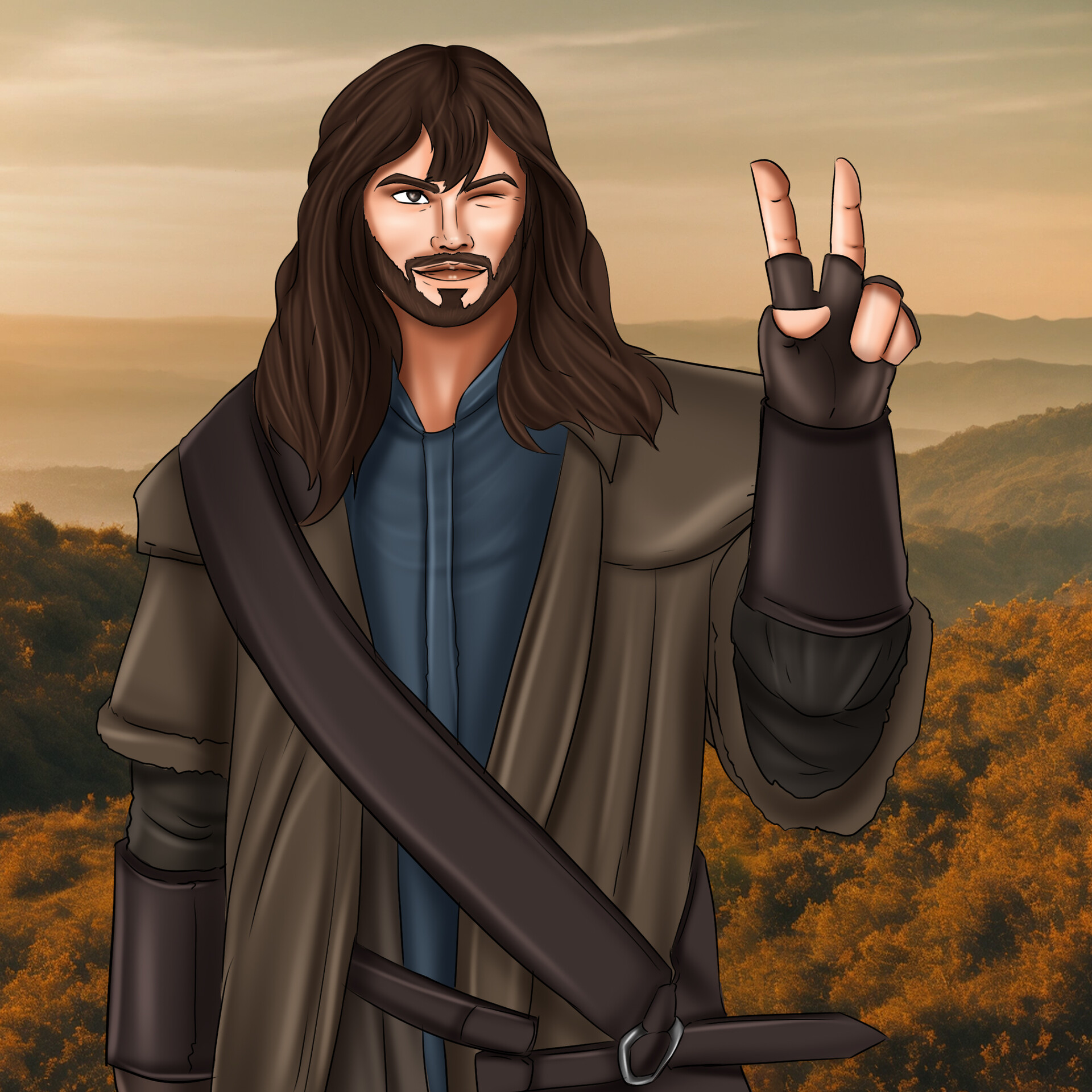 ArtStation - Half body character art piece of Kili with background
