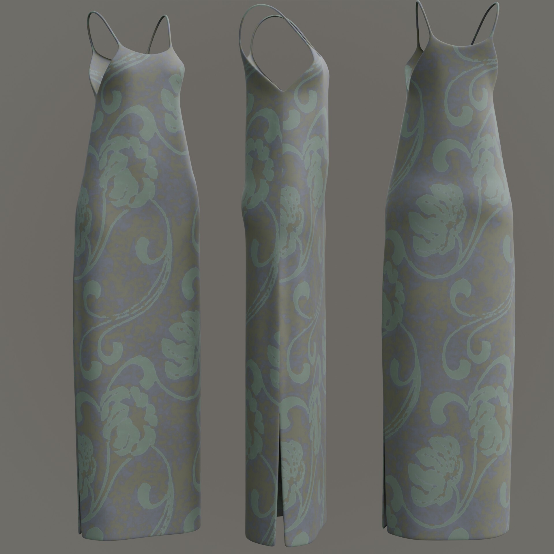ArtStation - 3D Female sleeveless dress - Double slit dress