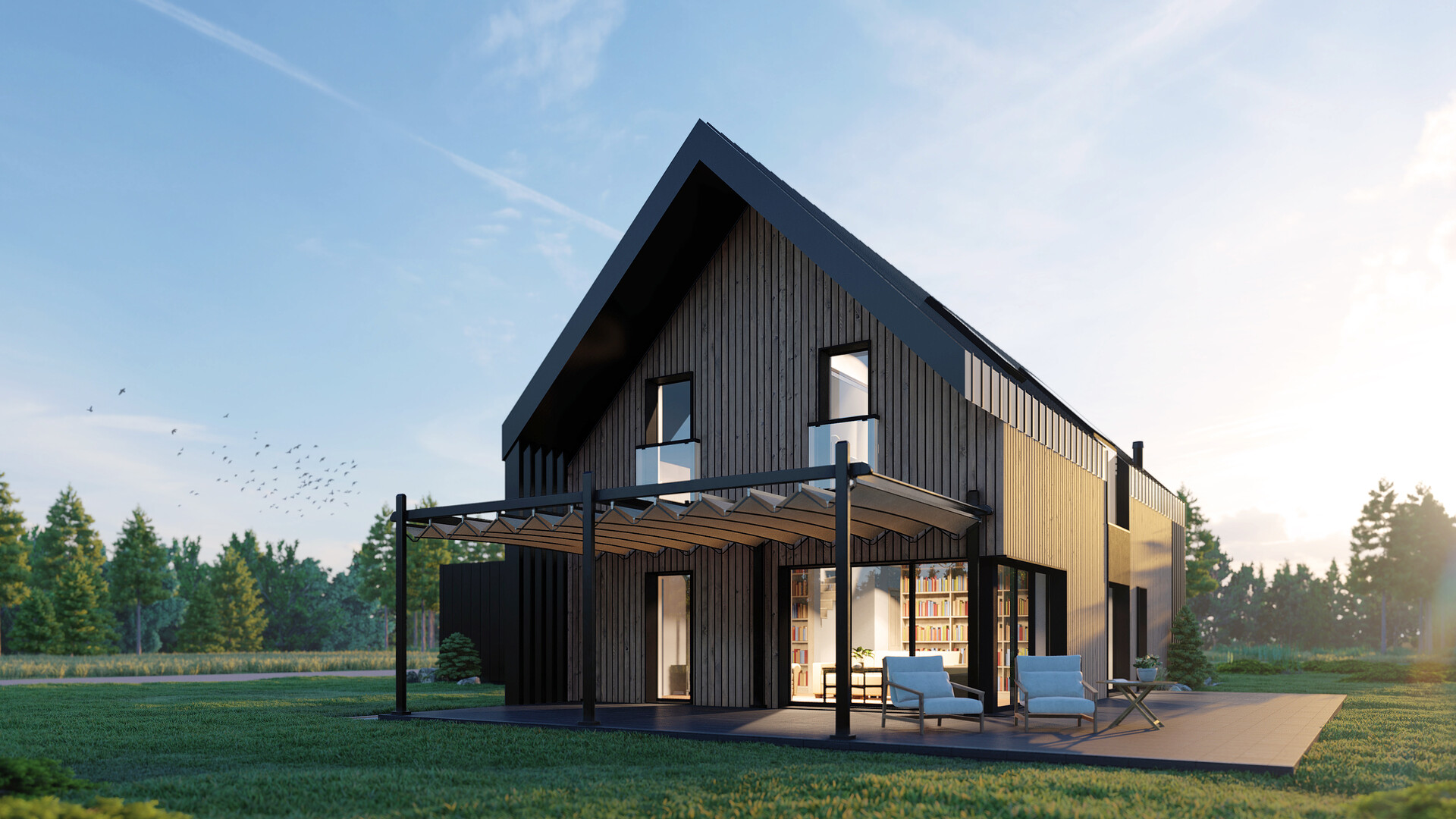 ArtStation - A modern barn-style house - architectural visualizations