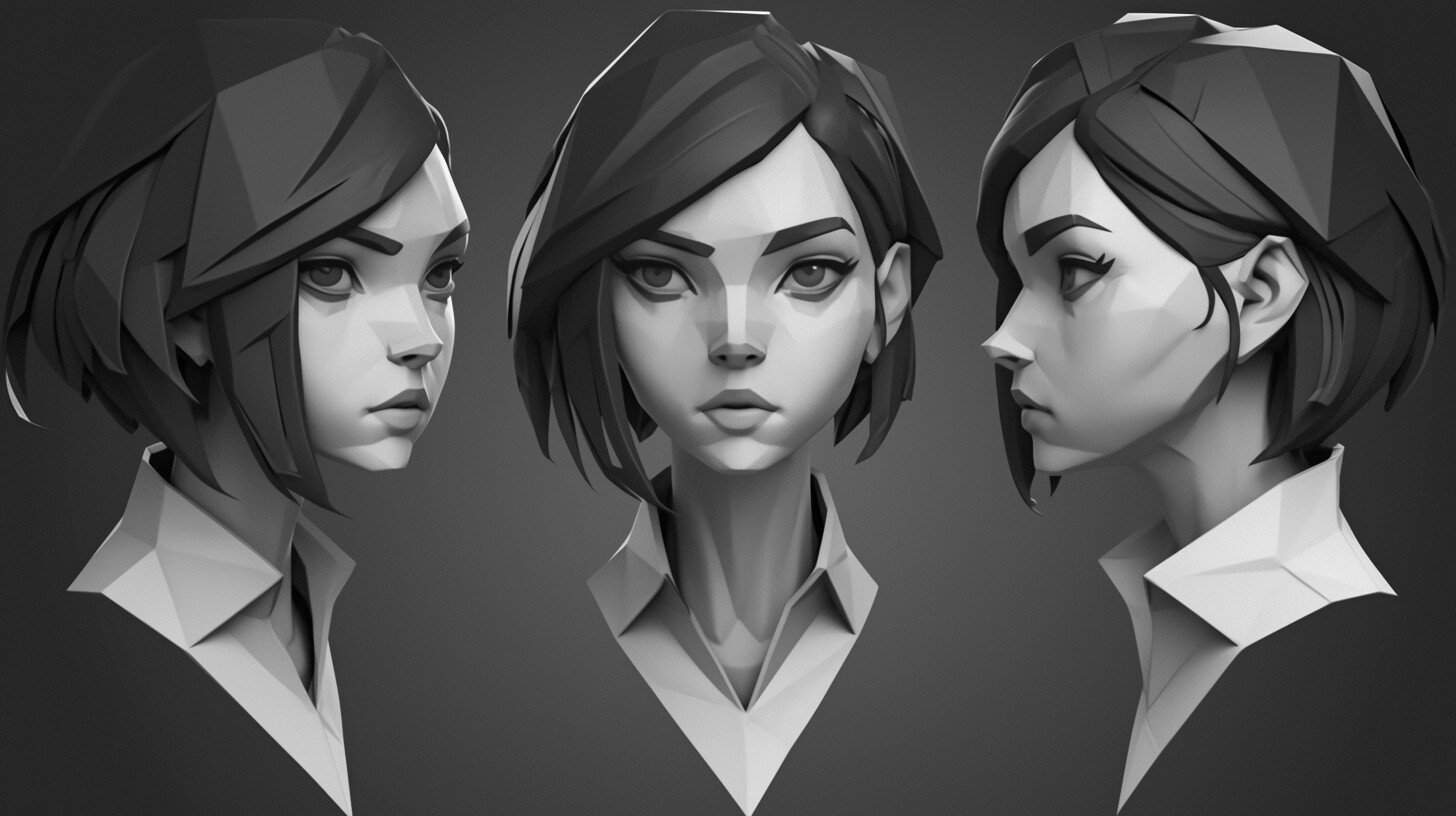 3D Head Sculpt References in 4K - Tika Art - +300 Low Poly Female Head ...