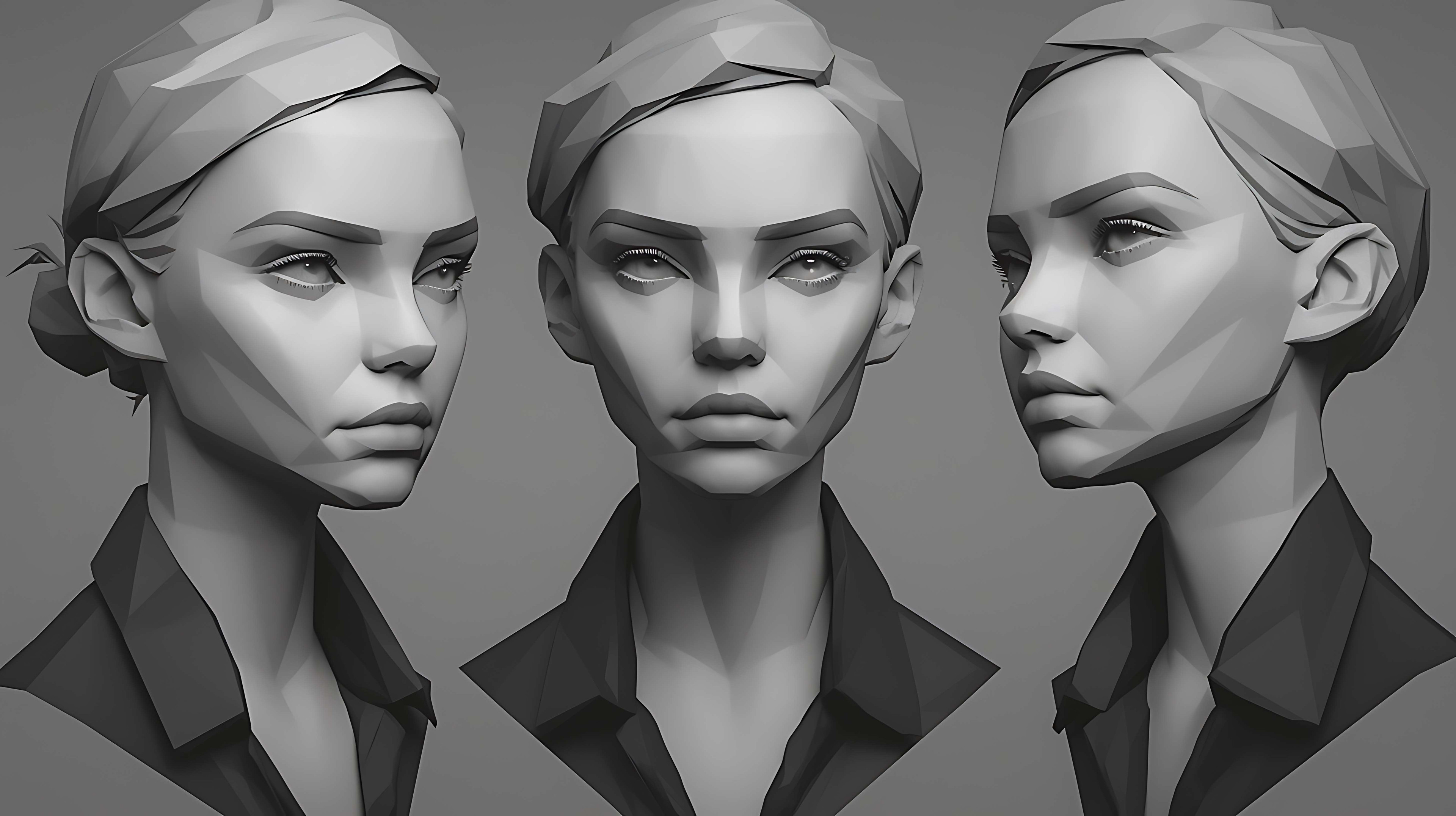 3D Head Sculpt References in 4K - Tika Art - +300 Low Poly Female Head ...