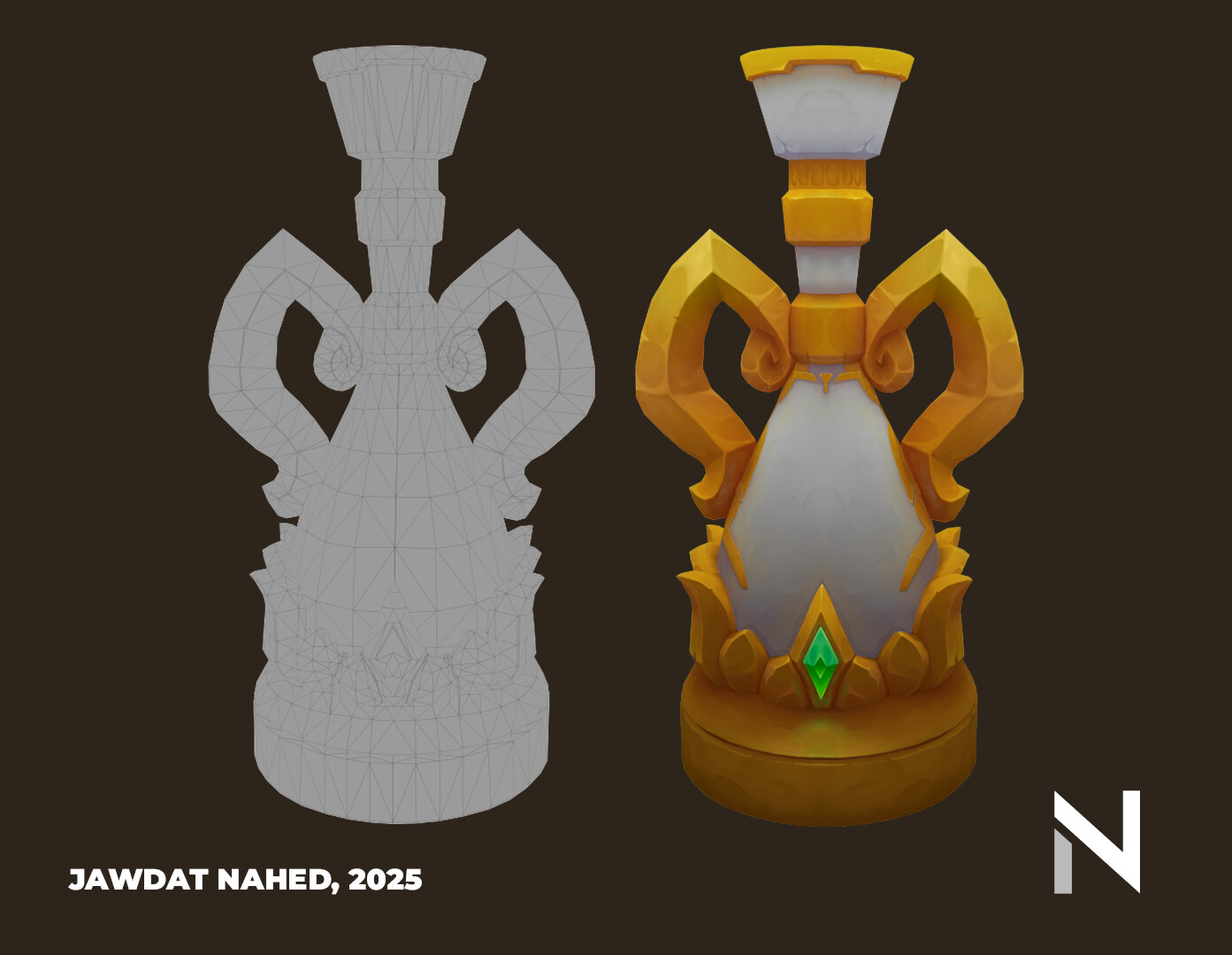 Jawdat Nahed - Gold Vase | Handpainted